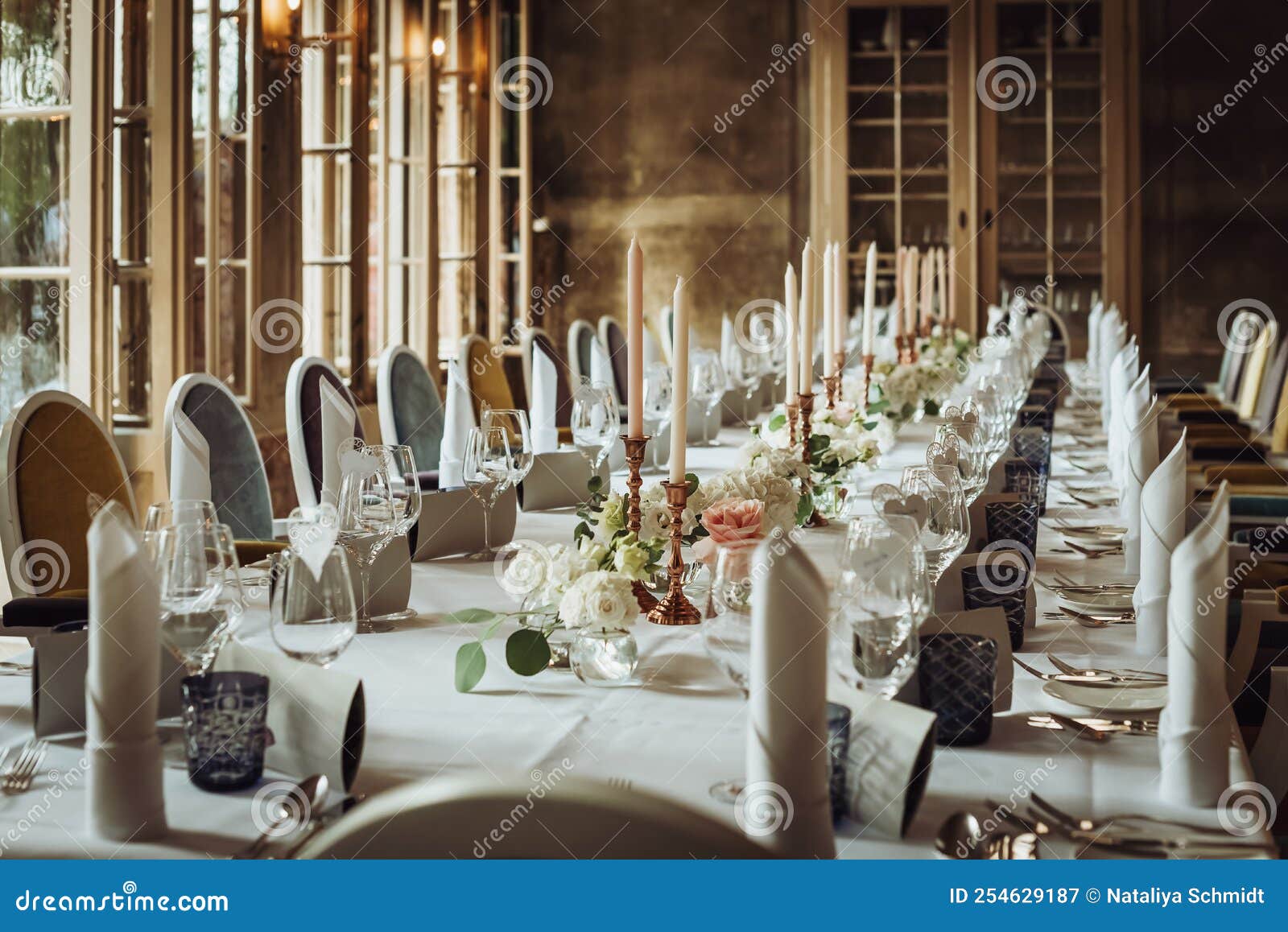 Large Table with Festive Serving in an Old Restaurant Stock Image ...