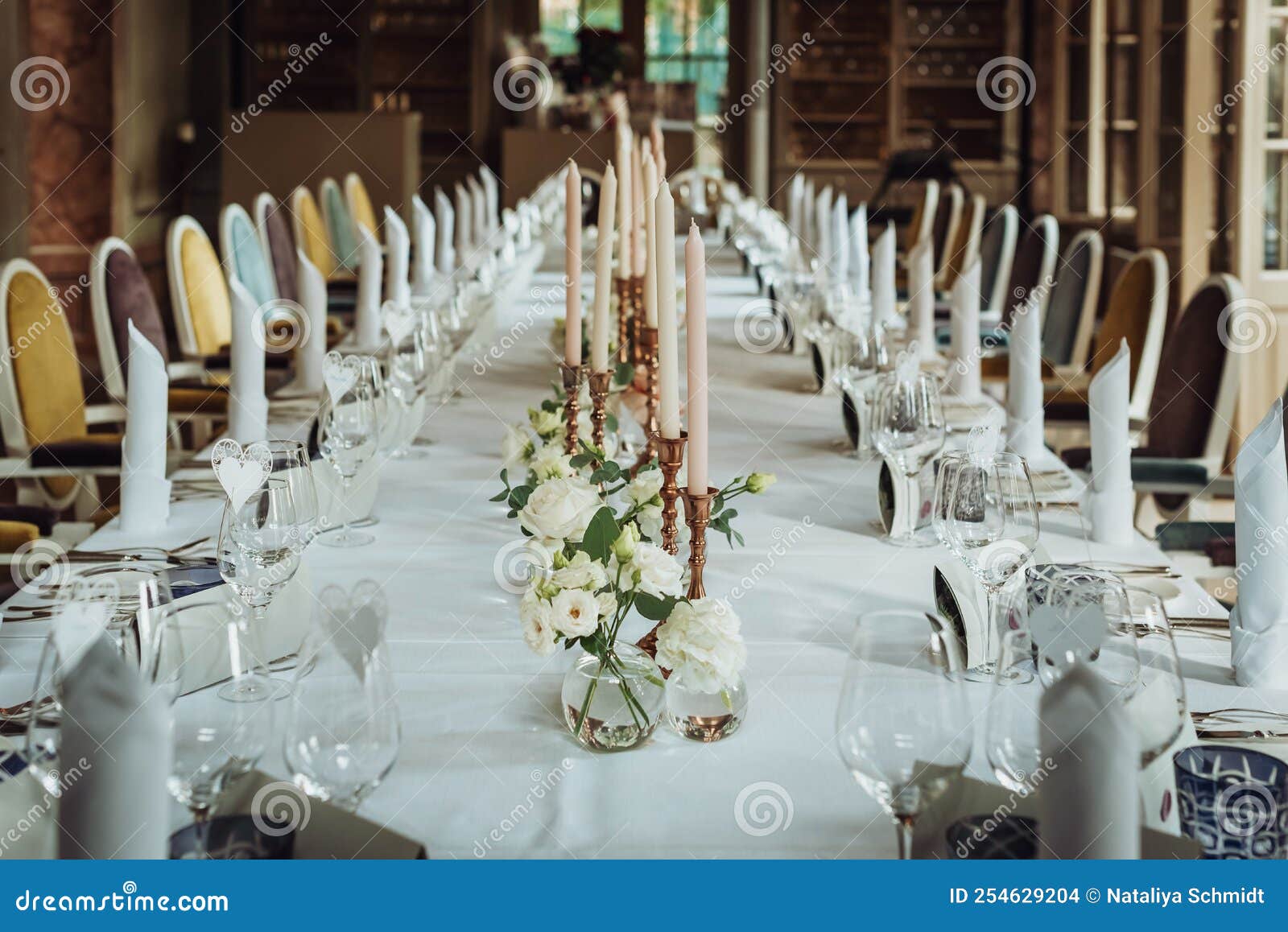 Large Table with Festive Serving in an Old Restaurant Stock Photo ...