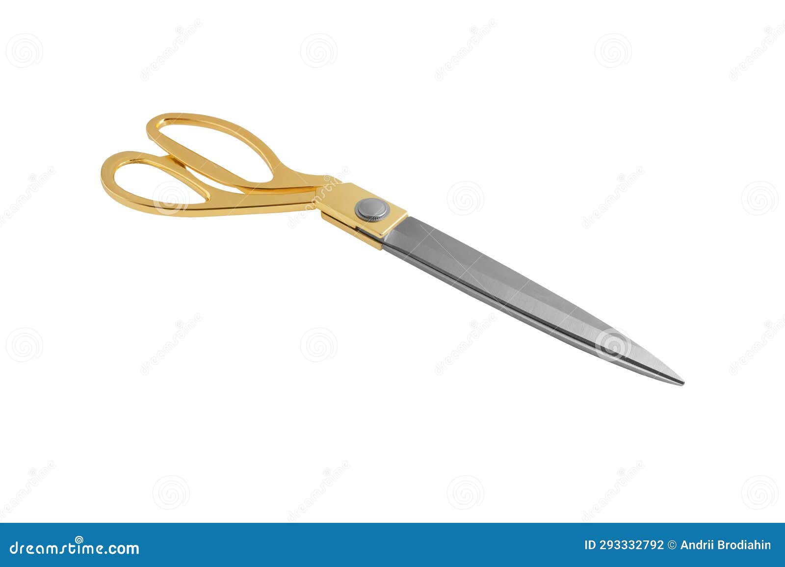 Large Tailor S Scissors with Yellow Handles. Isolated on White ...