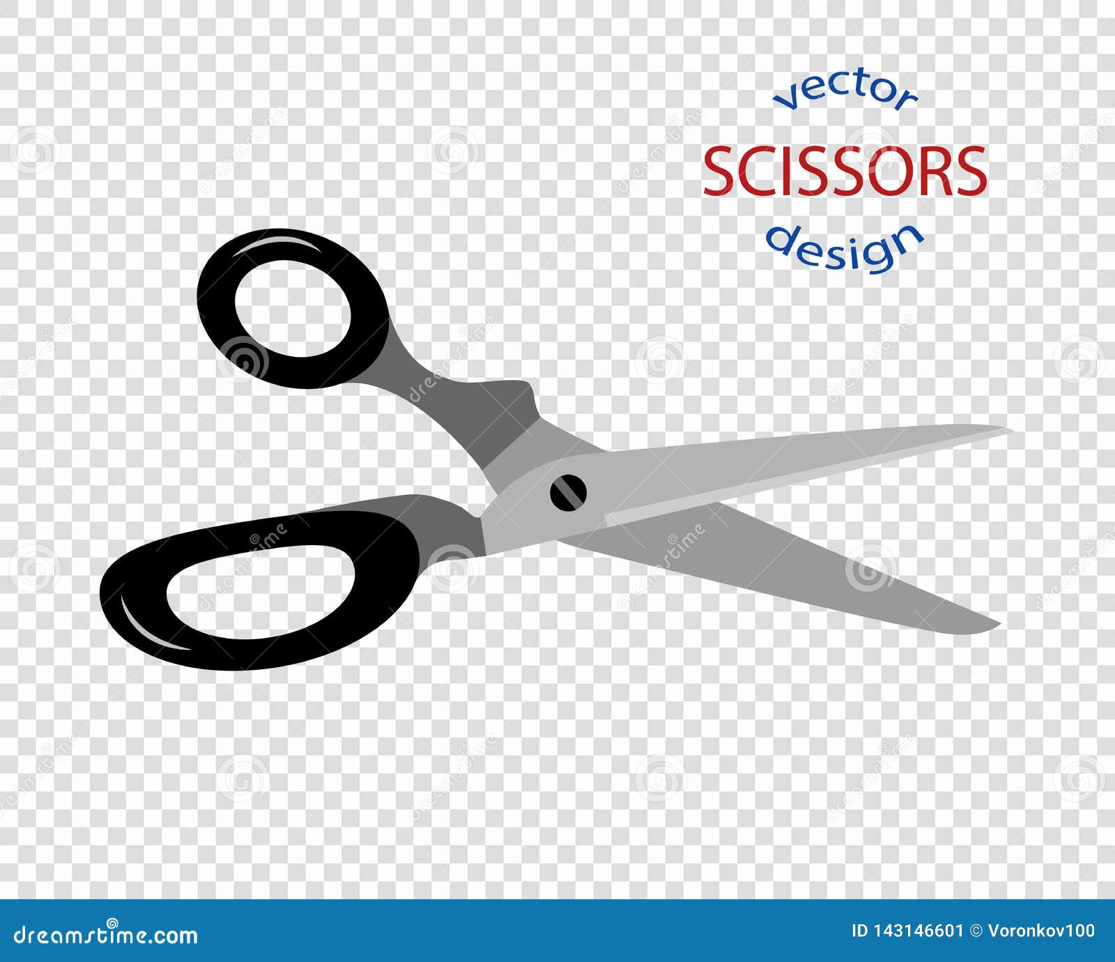 The Large Tailors Scissors in an Open Position. Vector Color ...