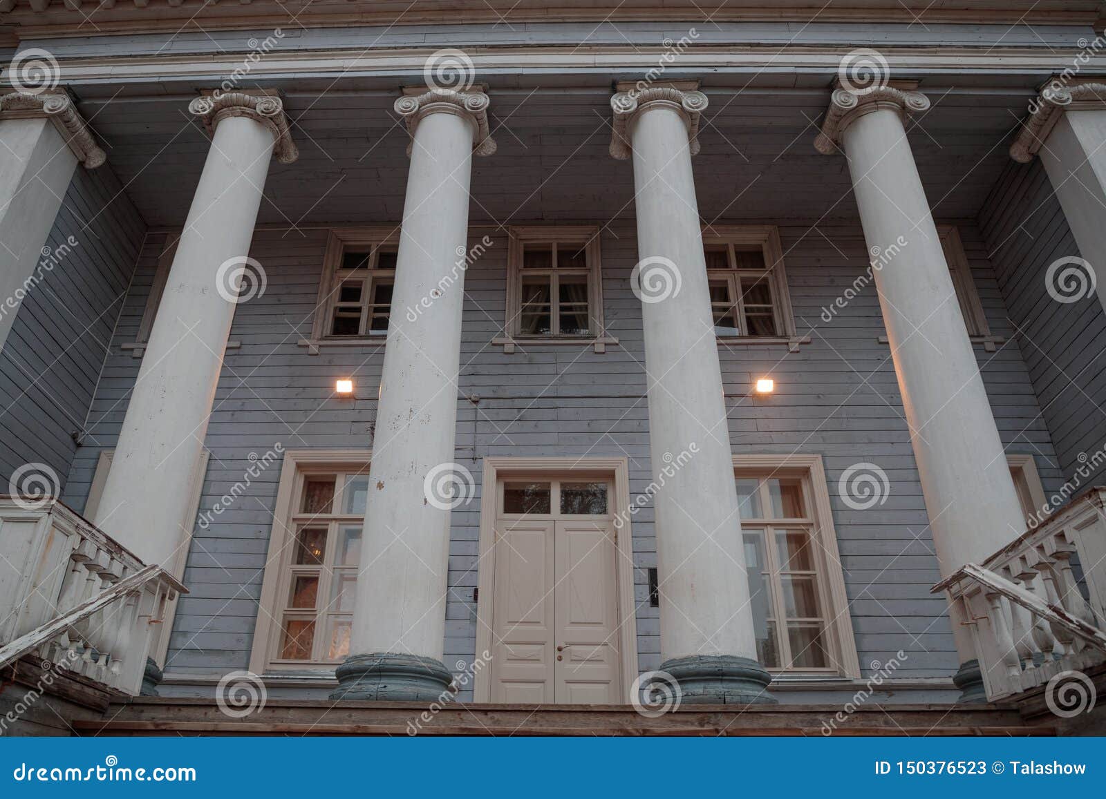 Large and Tall Columns in Front of the Entrance To the Old Mansion ...