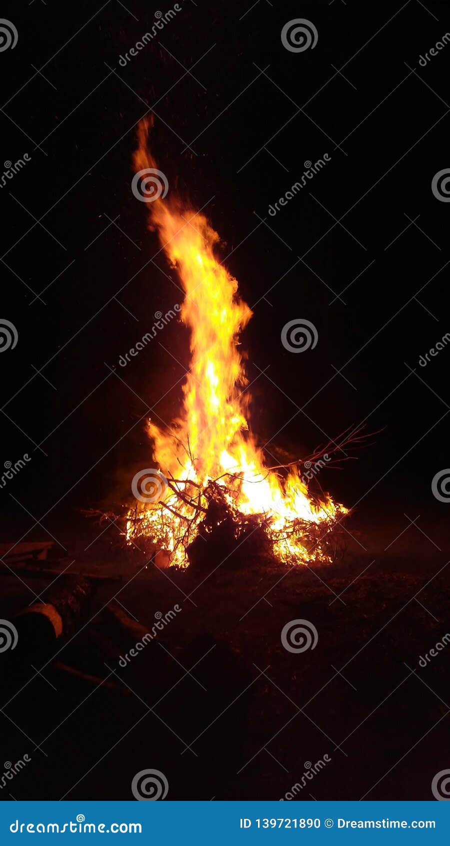 Large Tall Fire with Orange Flames Stock Photo - Image of loveable ...