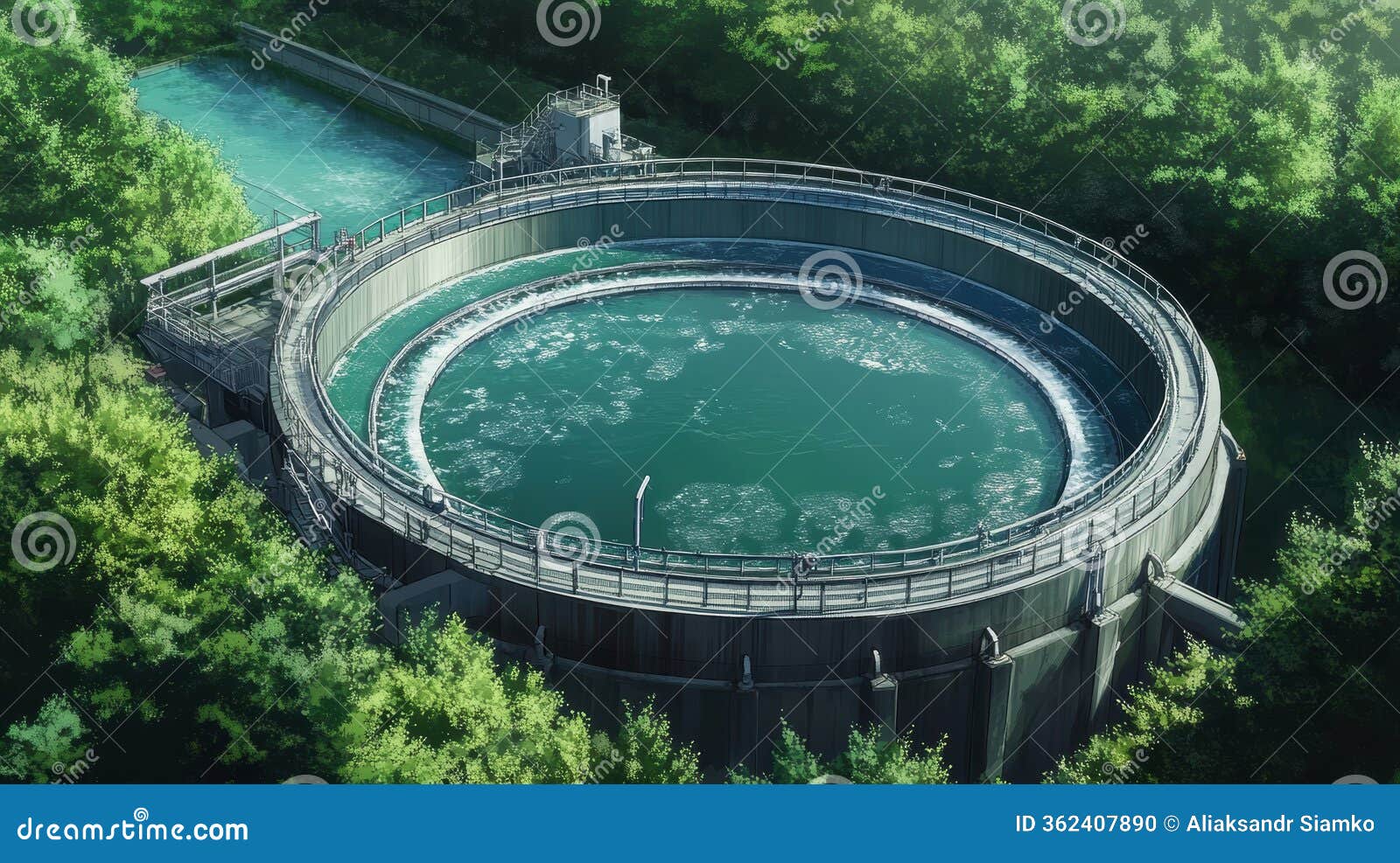 A Large Tank with a Water Source in the Middle of a Forest Stock ...