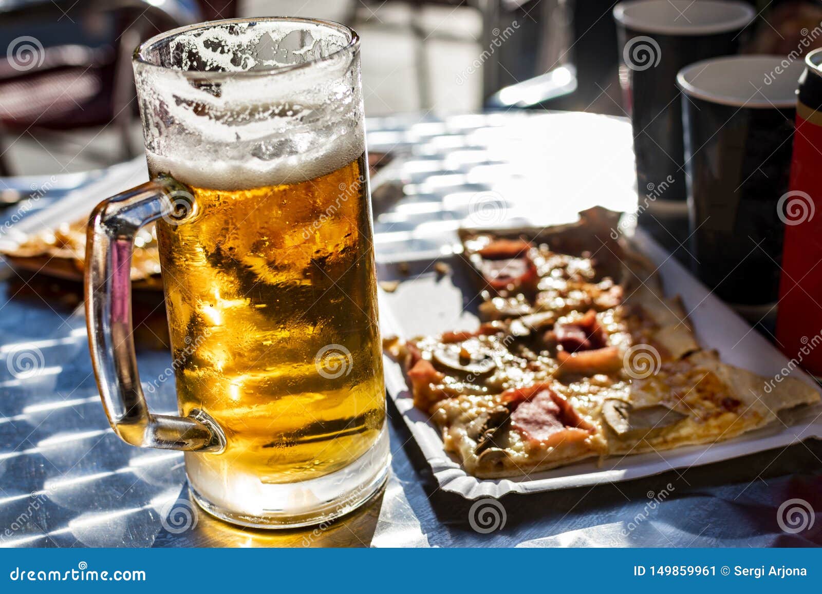 Large Tankard of Beer on a Terrace Stock Image - Image of liquid, party ...