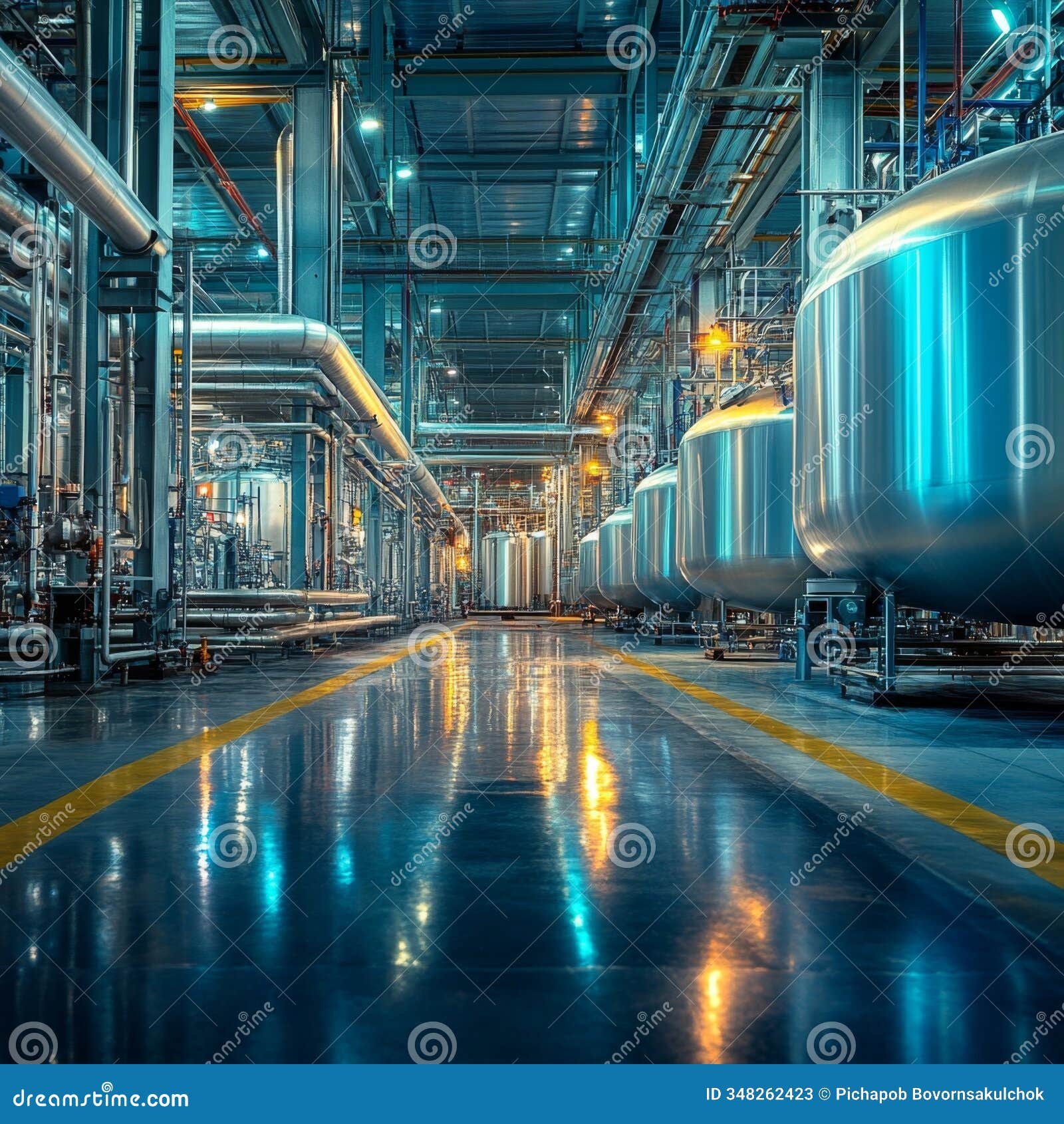 Large Tanks and Pipelines in Gas Processing Facility Stock Illustration ...