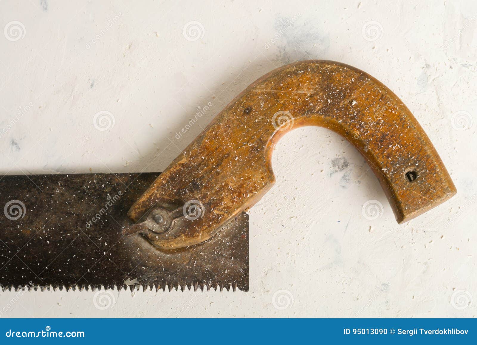 Large Teeth of an Old Saw on Wood. Sharp and Uneven Edges. Rusted ...