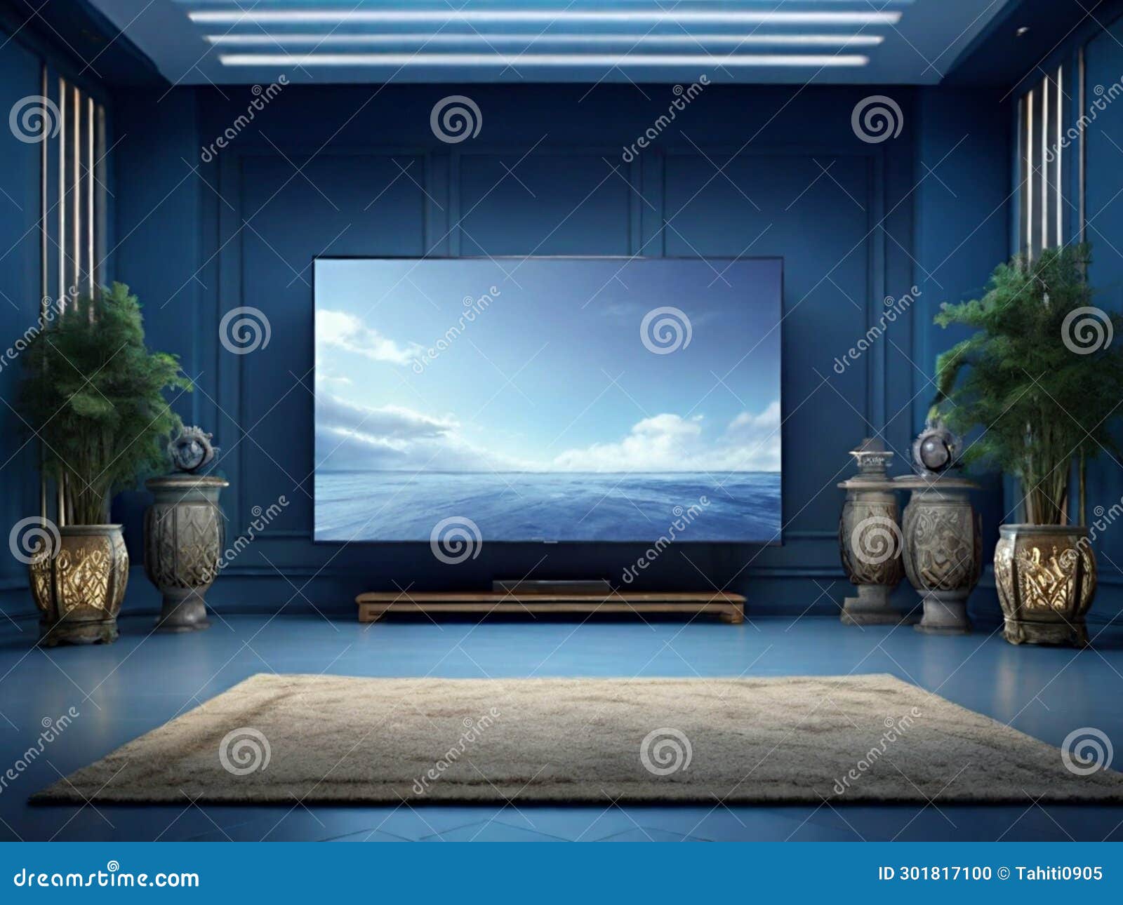 Large Television Screen in Studio Background Stock Illustration ...