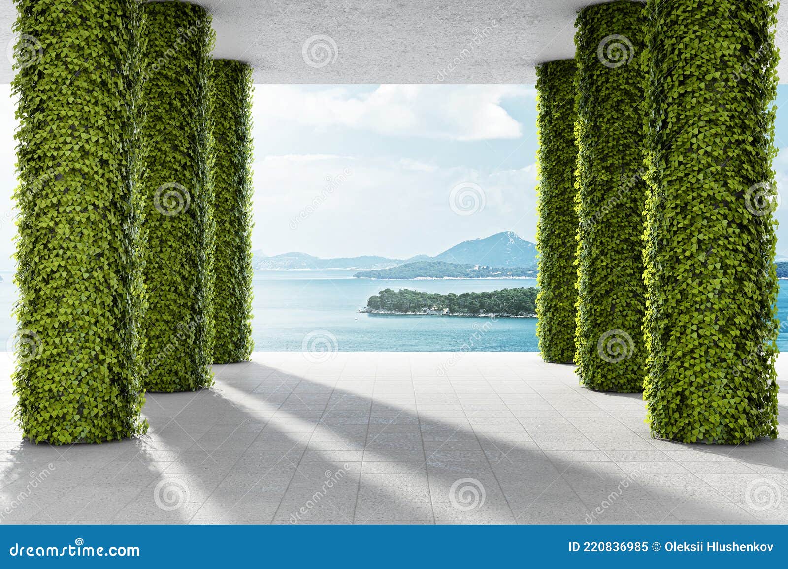 Large terrace with columns stock illustration. Illustration of column ...