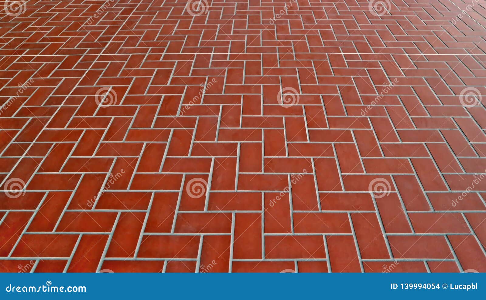 Large Terracotta Tiled Pavement with Herringbone Pattern. Stock Photo ...