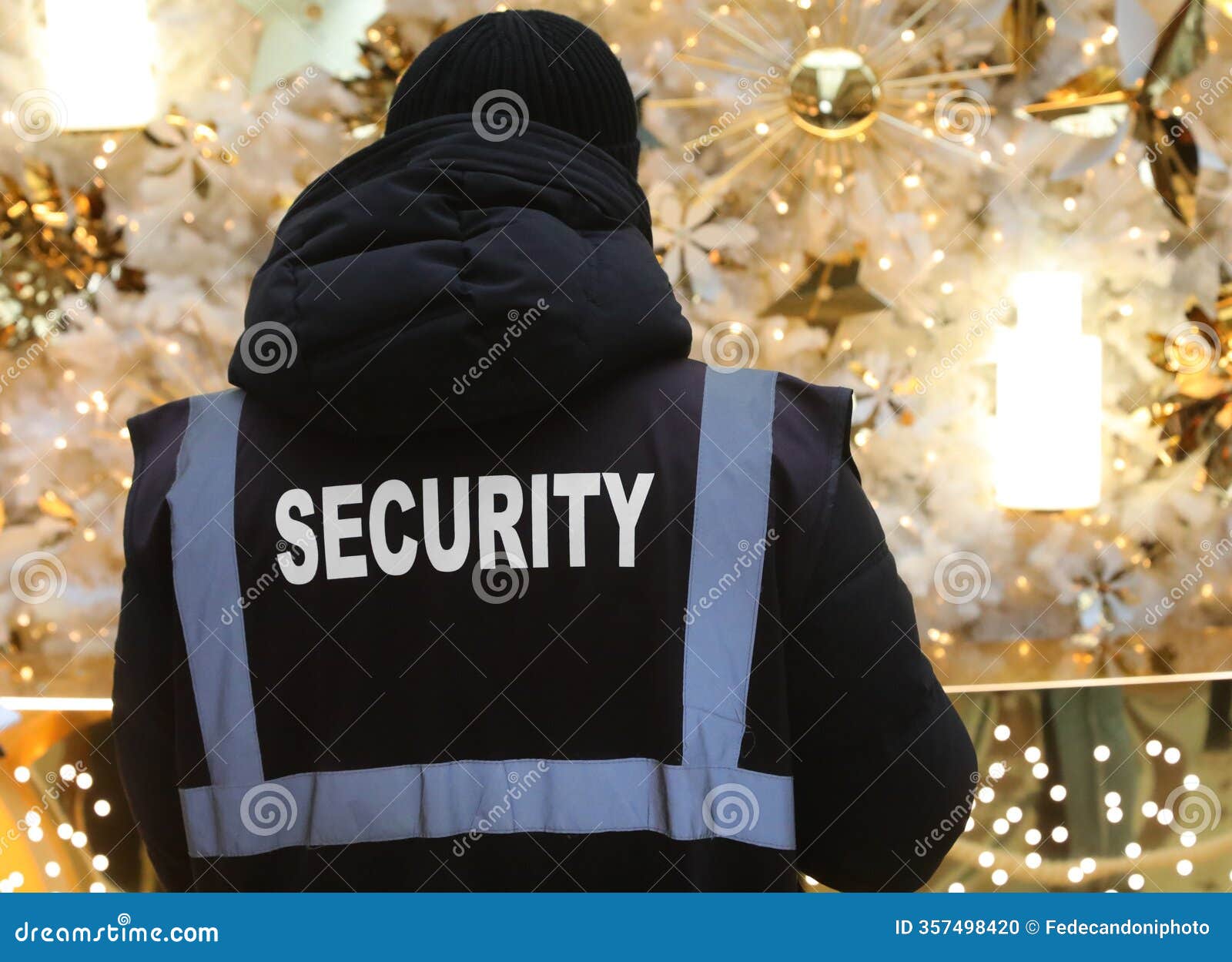 Large Text SECURITY in the Security Guard S Jacket during Surveillance ...