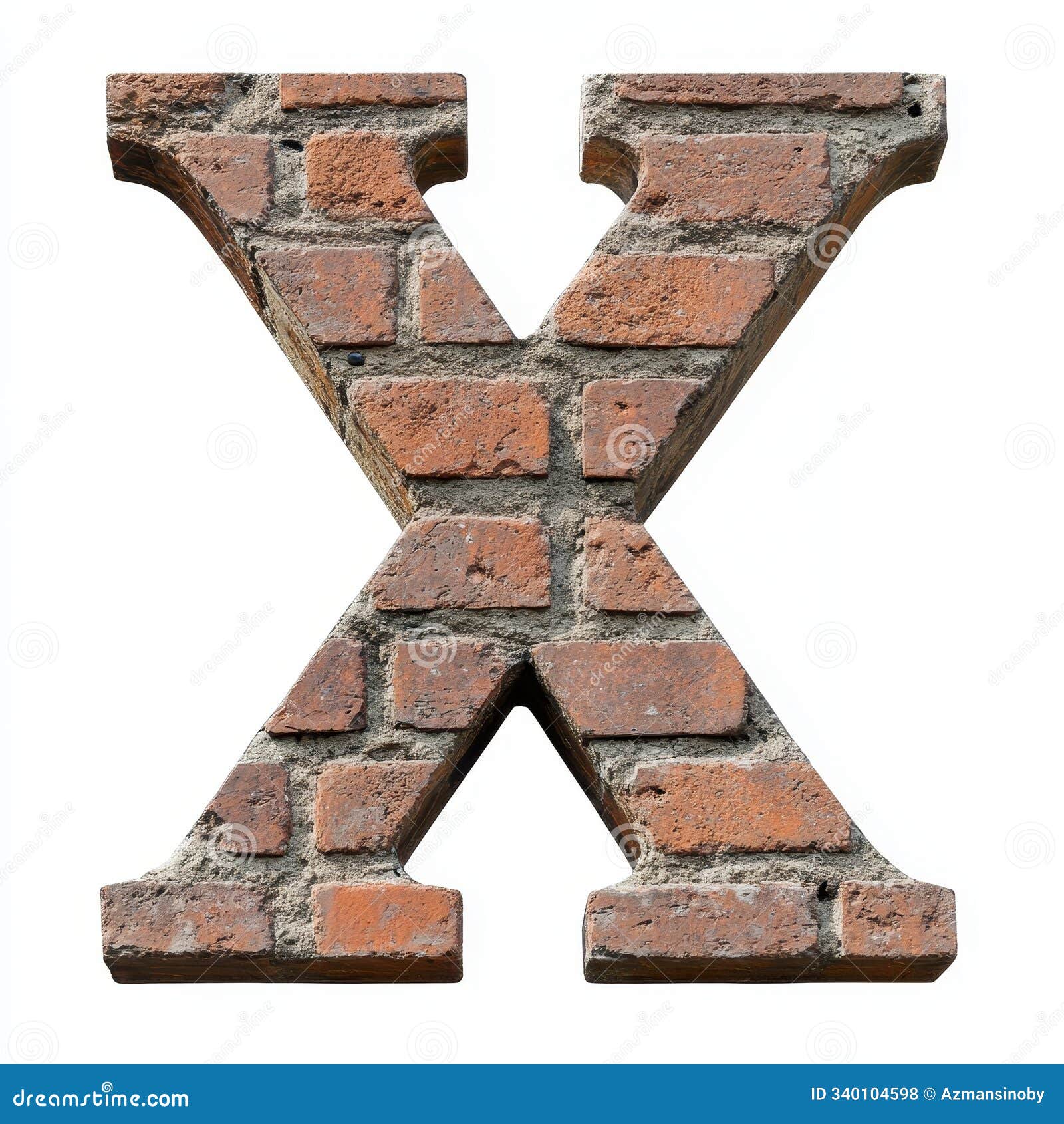 A Large, Textured Letter "X" Made of Brick, Showcasing a Rustic Design ...
