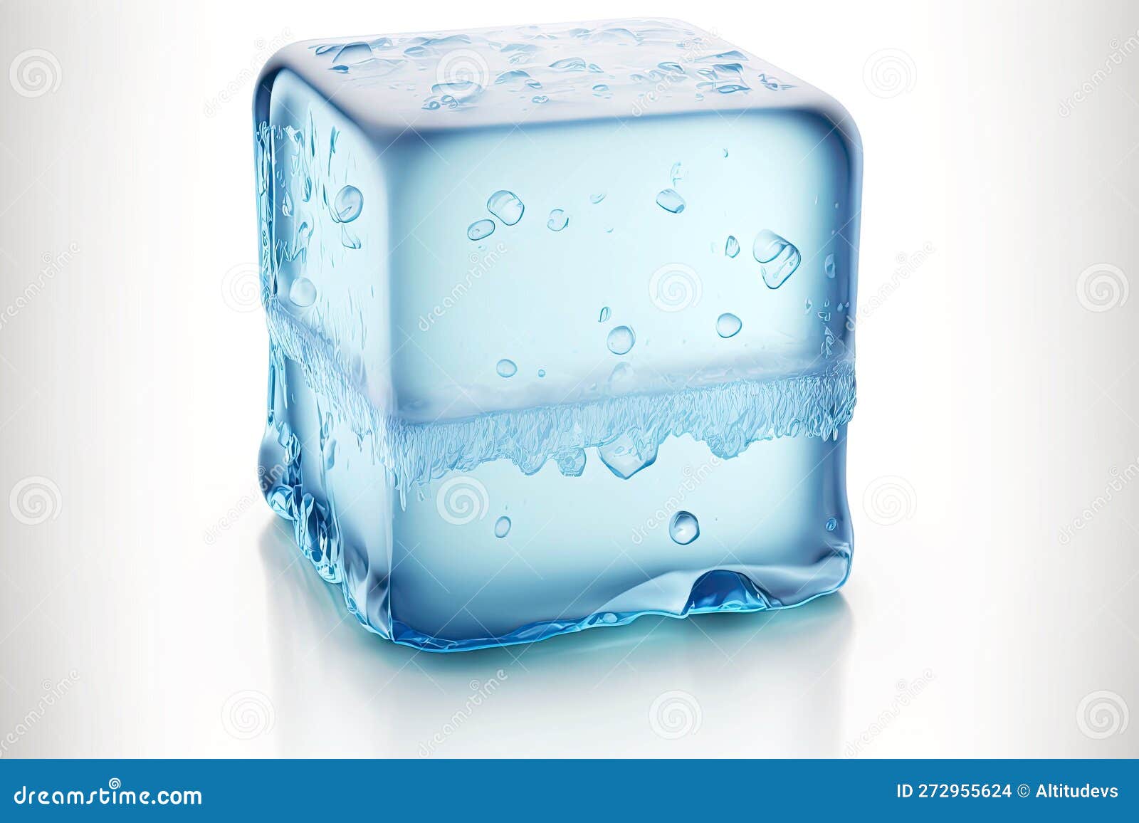 Large Thawed Ice Cubes Isolated on White Background Stock Illustration ...