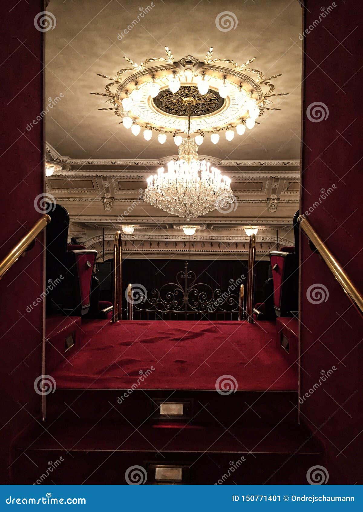 Large Theatre Chandelier with Rounded Group of Lights Stock Image ...
