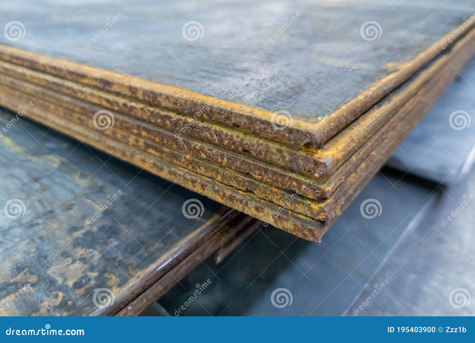 Large Thick Rusted Sheet Metal Stack Edge - Closeup with Selective ...