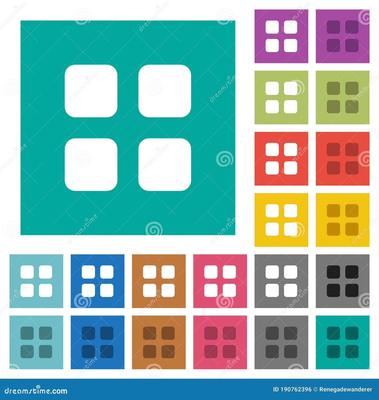 Large Thumbnail View Mode Square Flat Multi Colored Icons Stock Vector ...