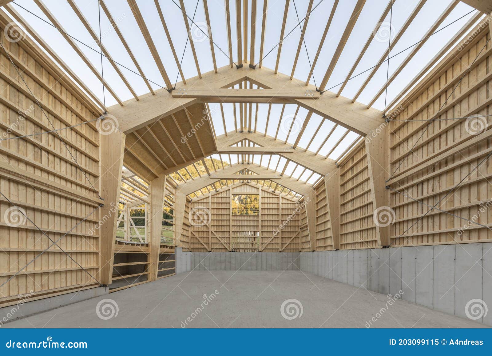 Large Timber Engineering Hall Under Construction with Laminated Beams ...