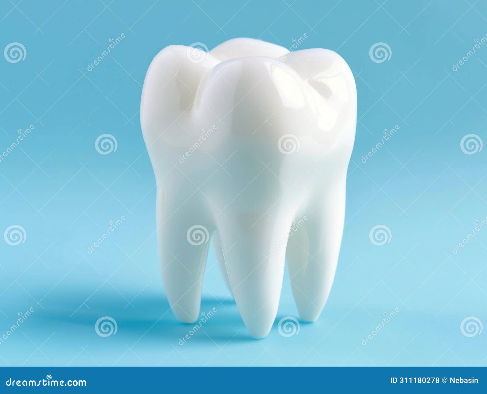 Large Tooth Model Displayed on a Vivid Blue Background, Highlighting ...