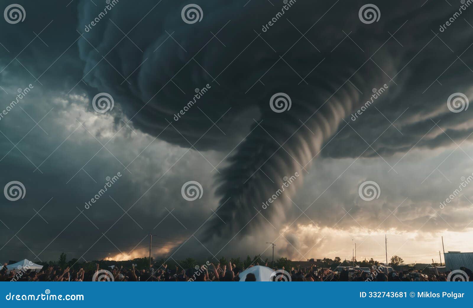 A Large Tornado Forms Over a Crowd of People Stock Image - Image of ...