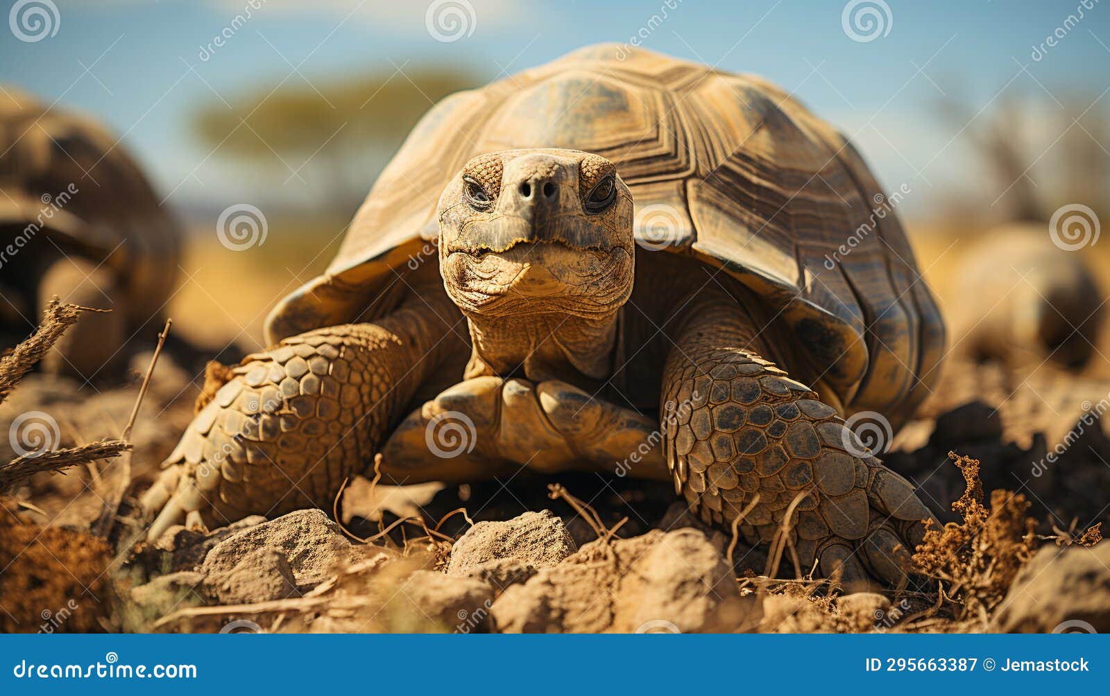 Large Tortoise Crawling in the African Outdoors Generated by AI Stock ...