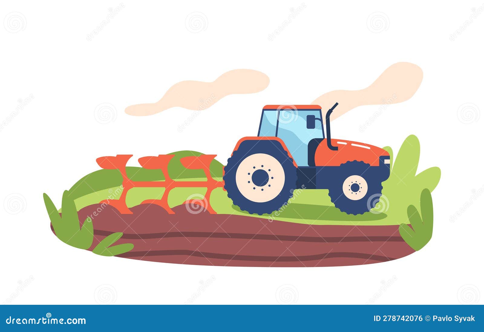 Large Tractor Efficiently Plows Vast Fields, Preparing Soil for ...