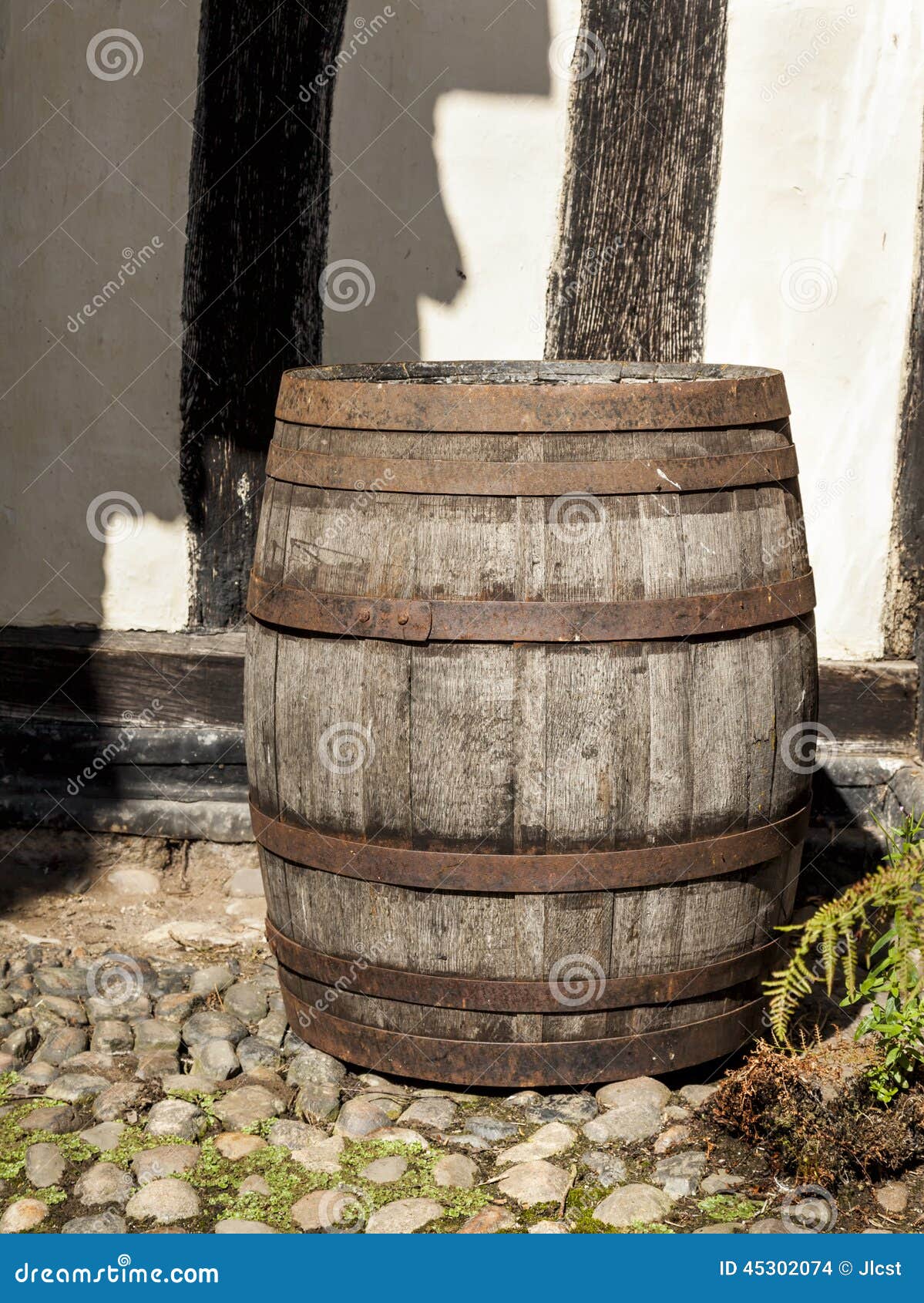 Large Traditional Oak Barrel Standing Alone. Stock Photo - Image of ...