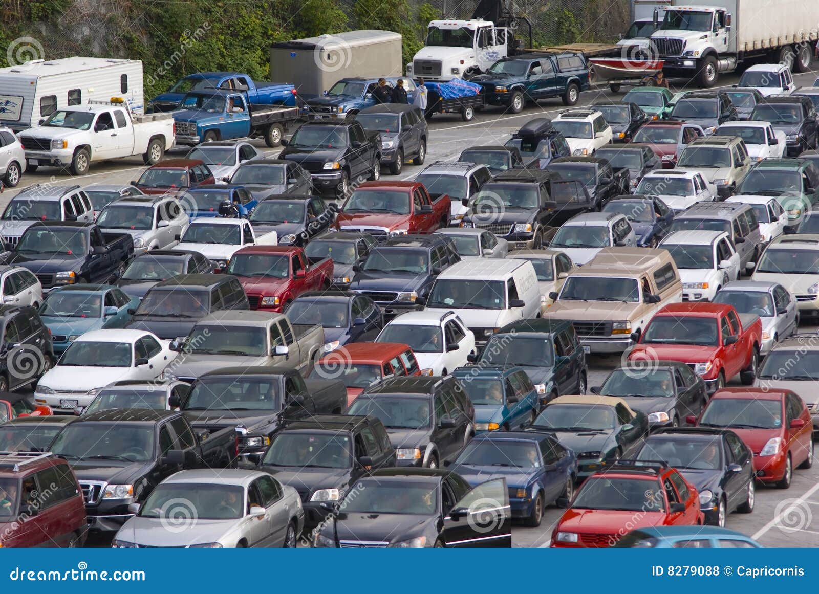 Large Traffic Jam on a Highway Stock Photo - Image of lanes, vehicles ...