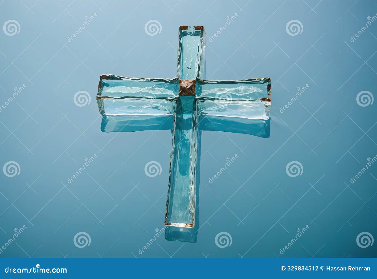 A Large, Transparent Glass Cross Floating Stock Illustration ...