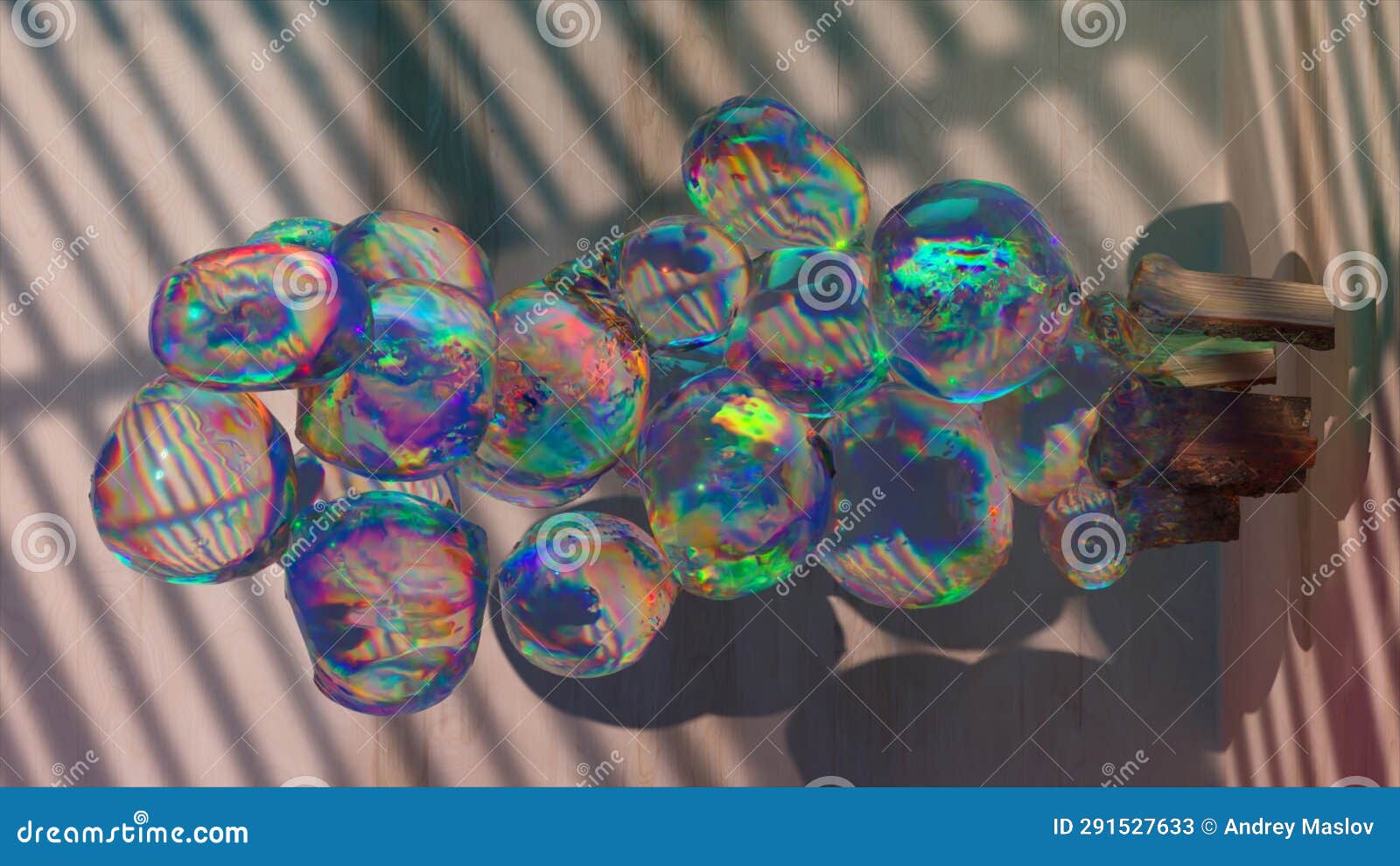 Large Transparent Rainbow Bubbles are Blown from a Shelf on the Wall ...