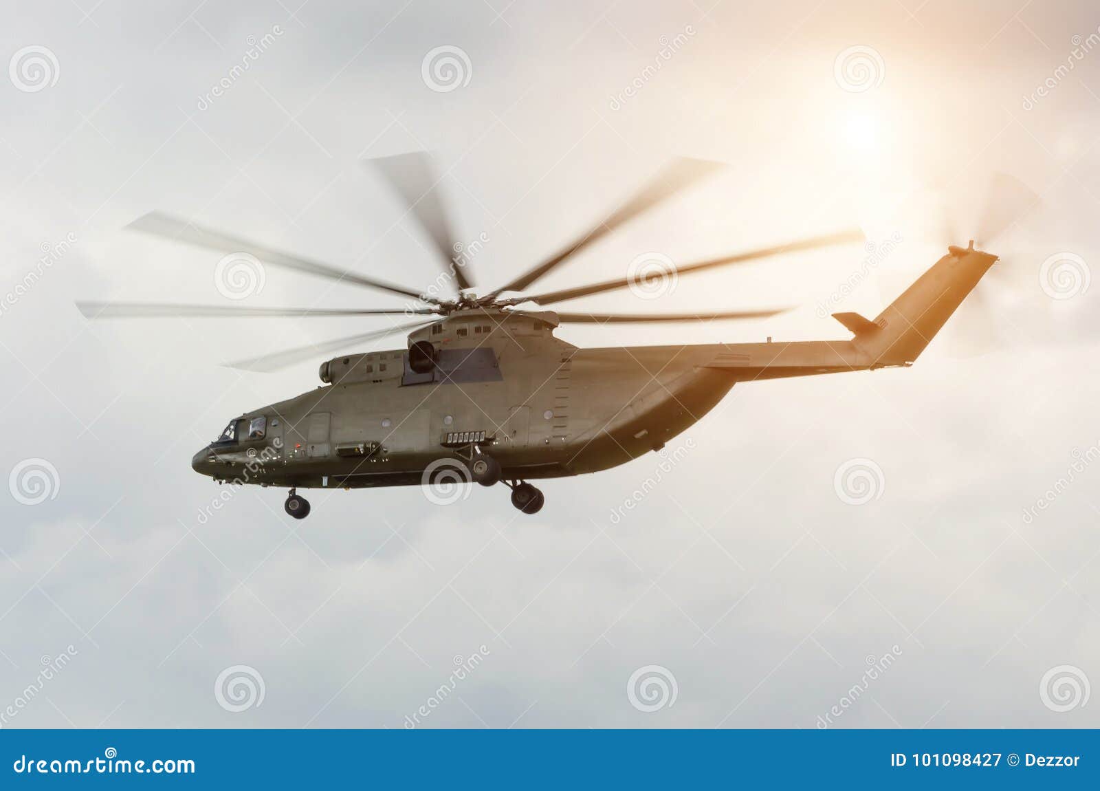 A Large Transport Cargo Helicopter is Flying in the Sky. Stock Image ...