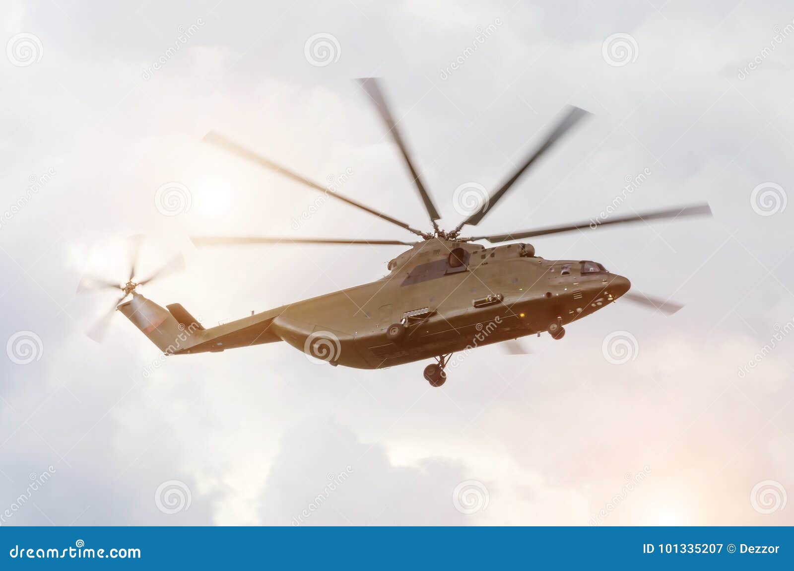 Large Transport Cargo Helicopter is Flying in the Sky. Stock Image ...