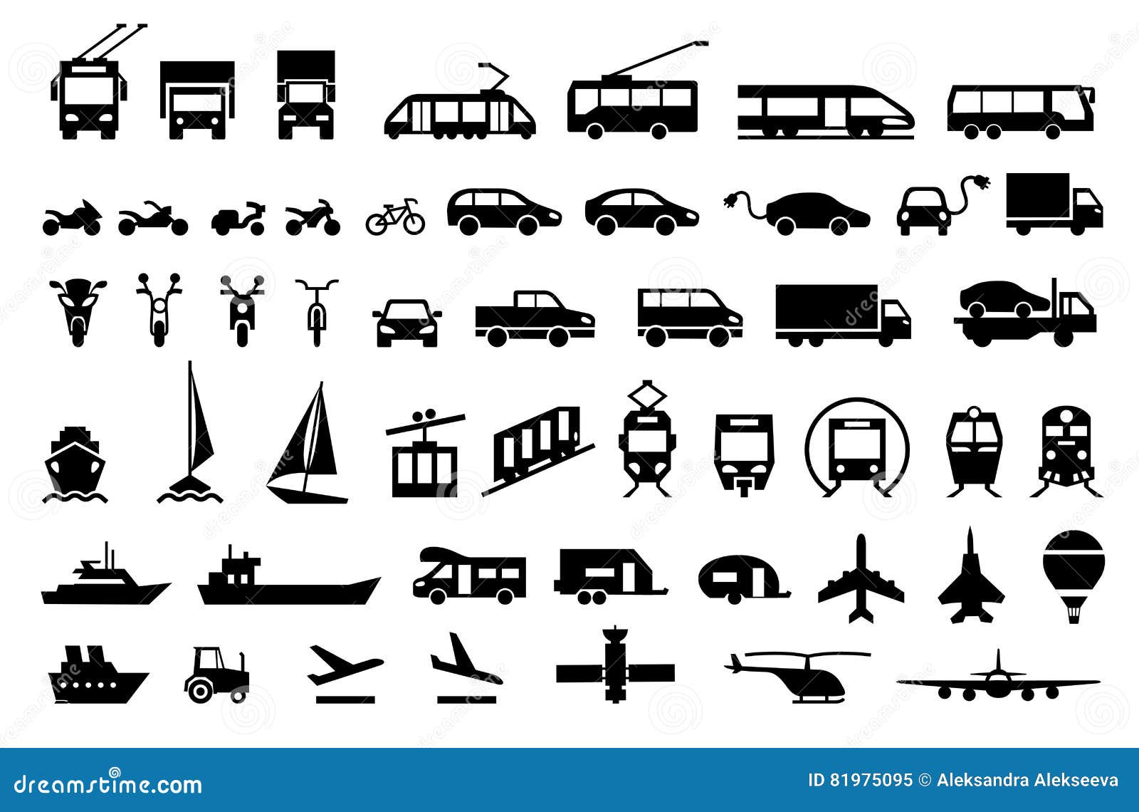 Large Transport Icons Set. Flat Symbols Vector Stock Vector ...