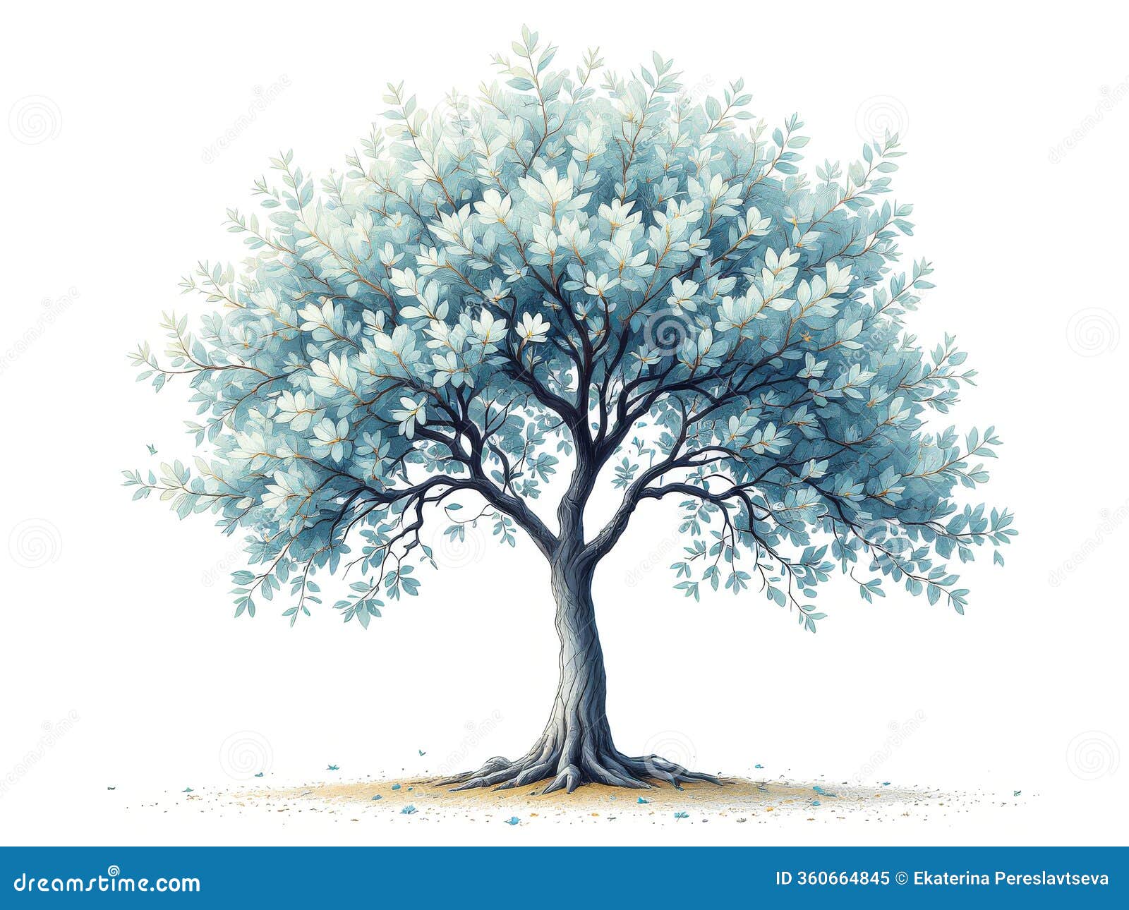 Large Tree with Blue Leaves Stock Image - Image of nature, grow: 360664845