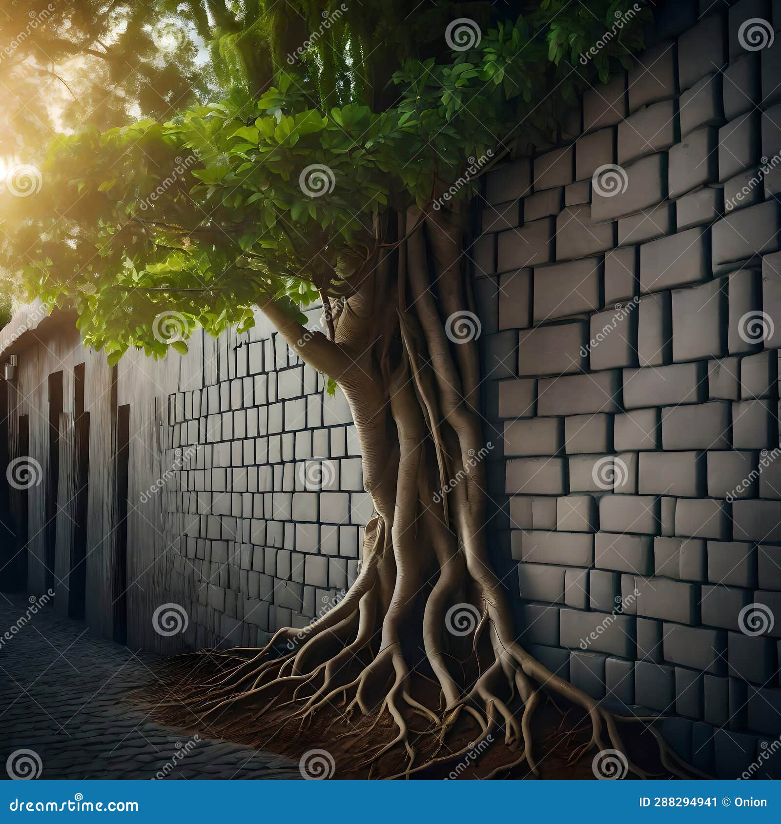 Large Tree with Exposed Roots - Ai Generated Image Stock Illustration ...