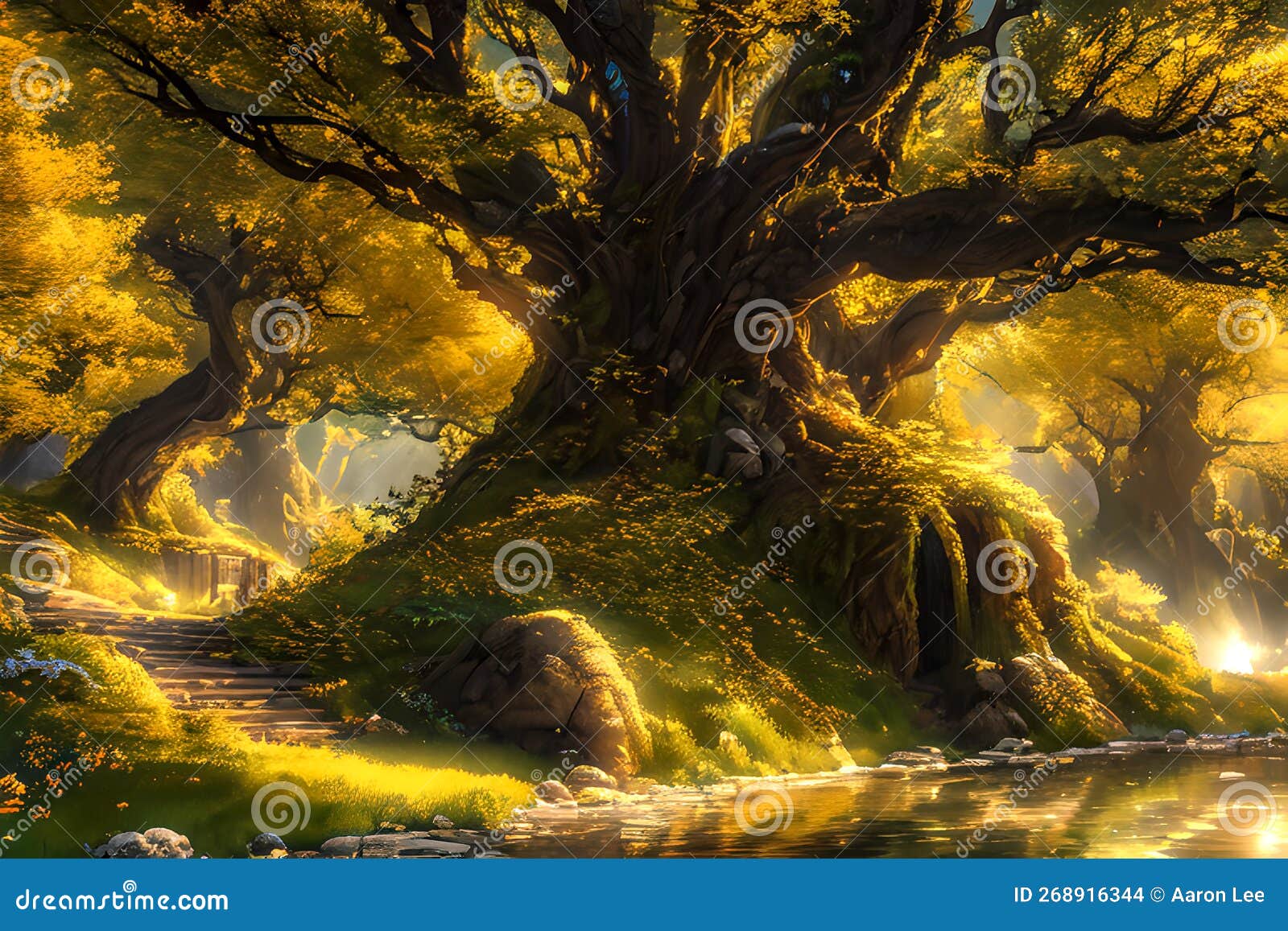 A Tree in the Forest. Generated by AI. Stock Illustration ...