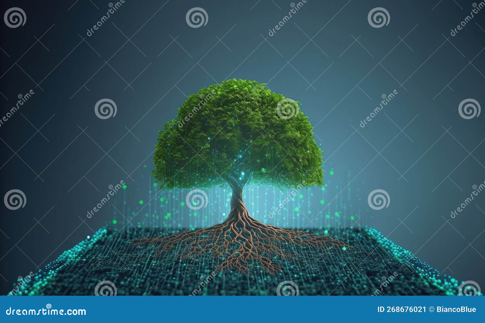 A Large Tree Growing on the Micro Chip Computer Circuit Board Stock ...