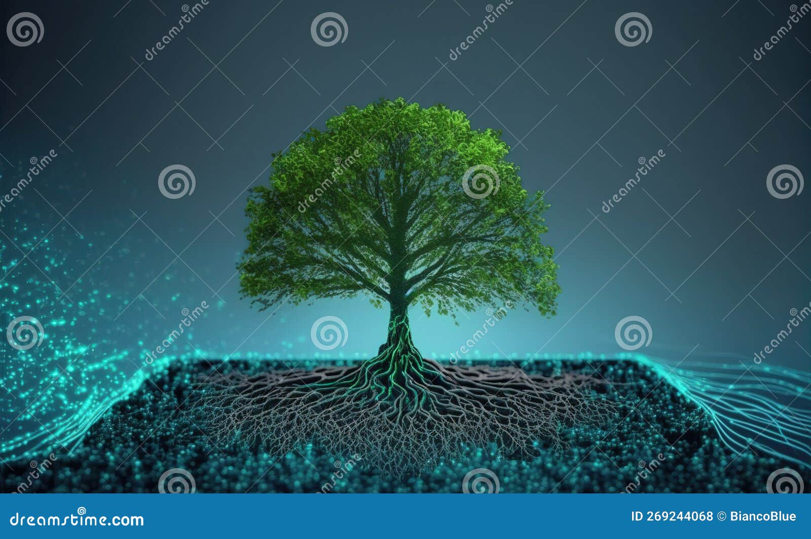 A Large Tree Growing on the Micro Chip Computer Circuit Board Stock ...