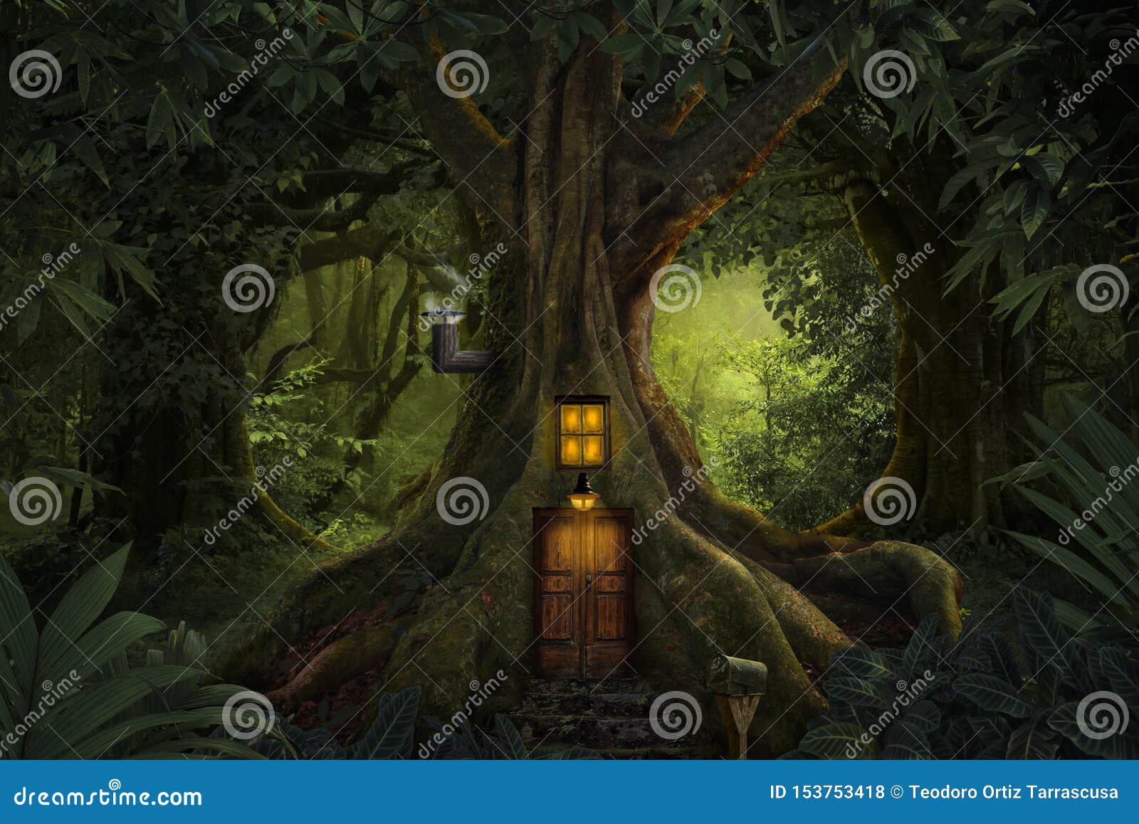 Large Tree with a Home Inside Stock Photo - Image of nature, fairy ...
