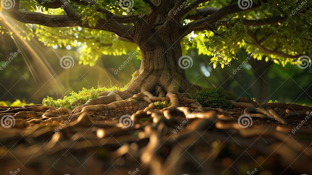A Large Tree and Long Roots of this Tree in the Forest. the Roots are ...