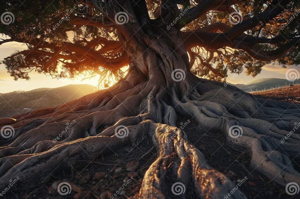 A Large Tree and Long Roots of this Tree in the Forest. the Roots are ...