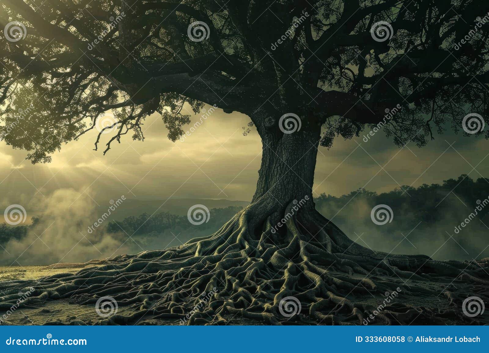 A Large Tree and Long Roots of this Tree in the Forest. the Roots are ...