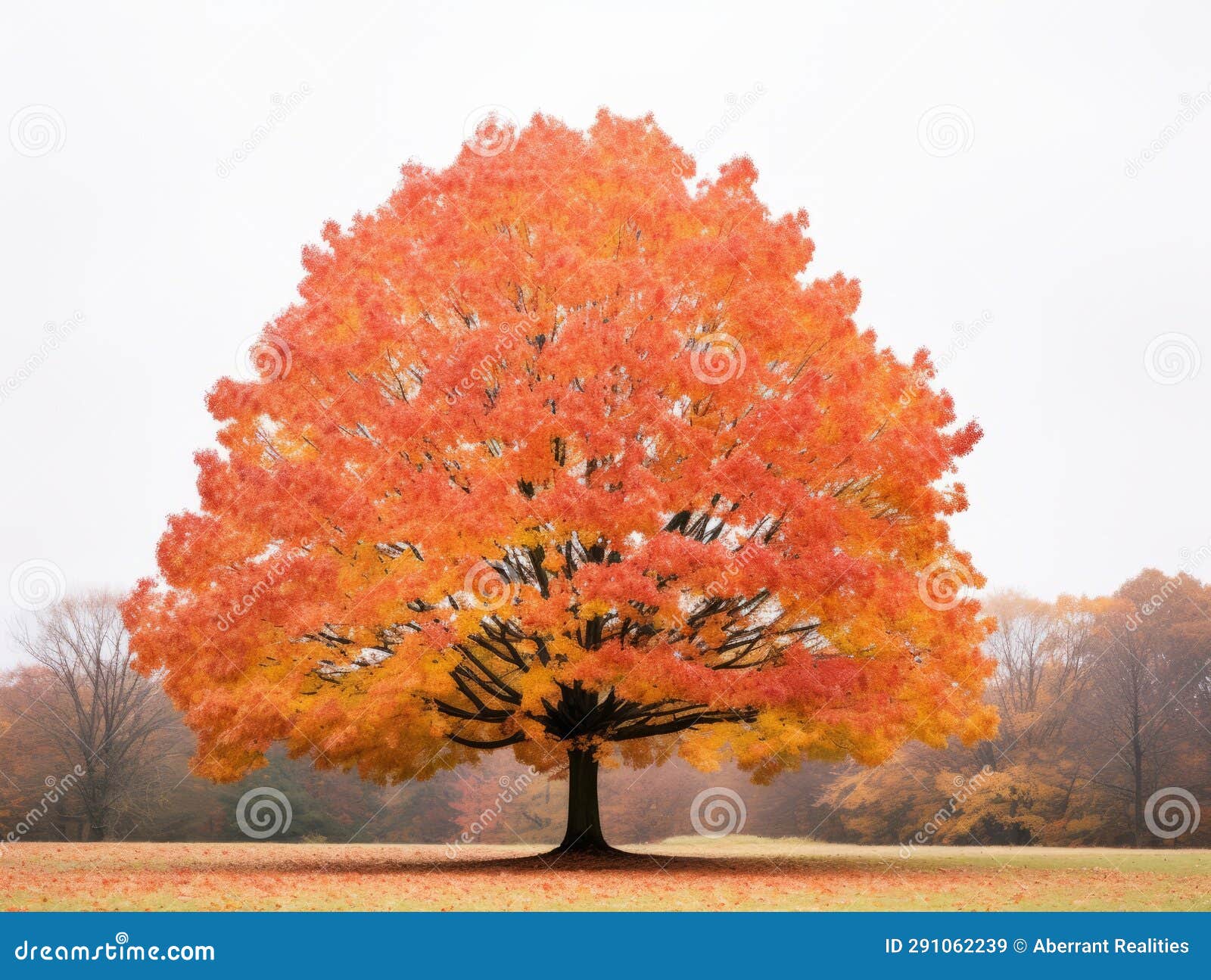 A Large Tree in the Middle of an Open Field Stock Illustration ...