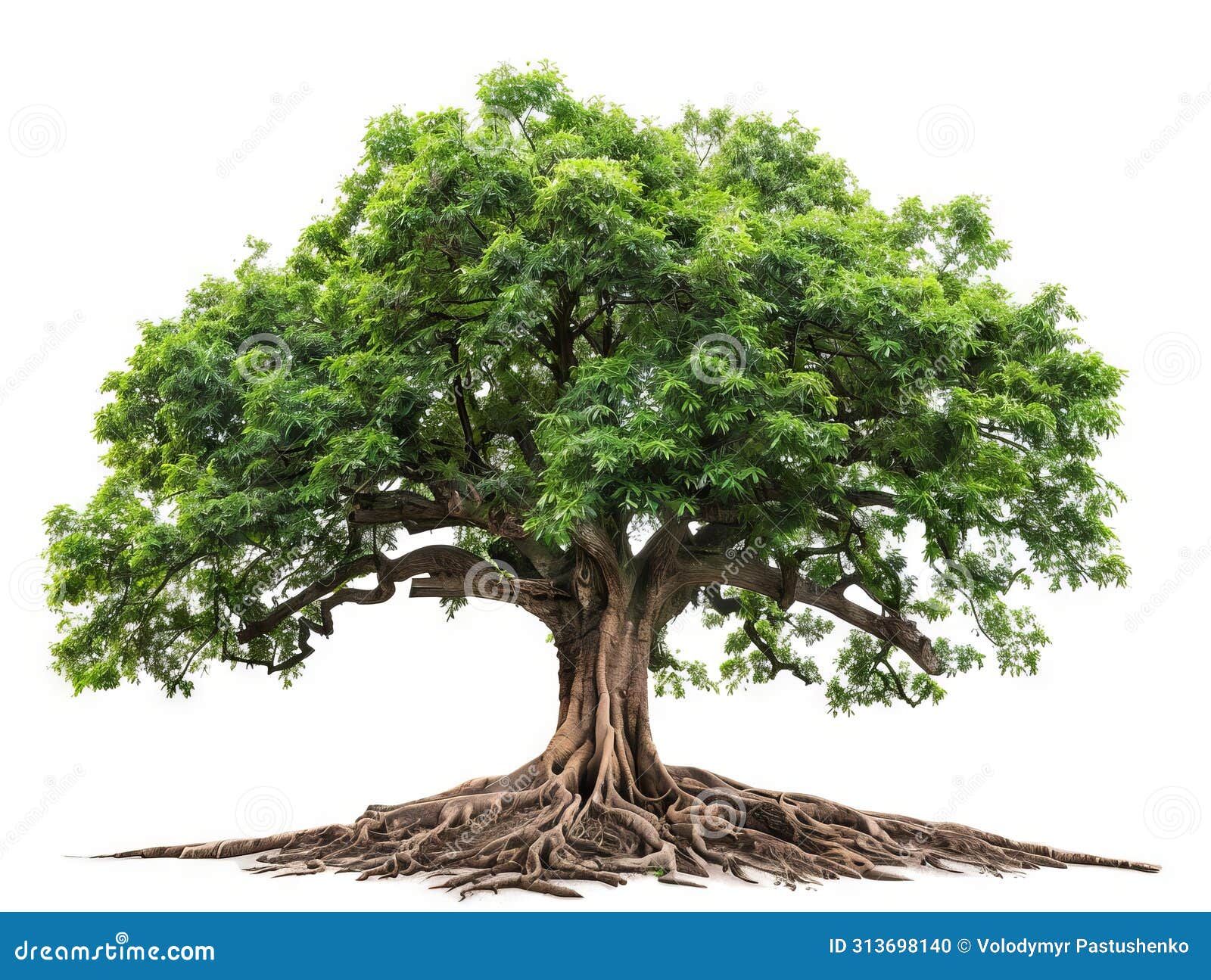 A Large Tree with Roots and Leaves Stock Photo - Image of root, leaves ...