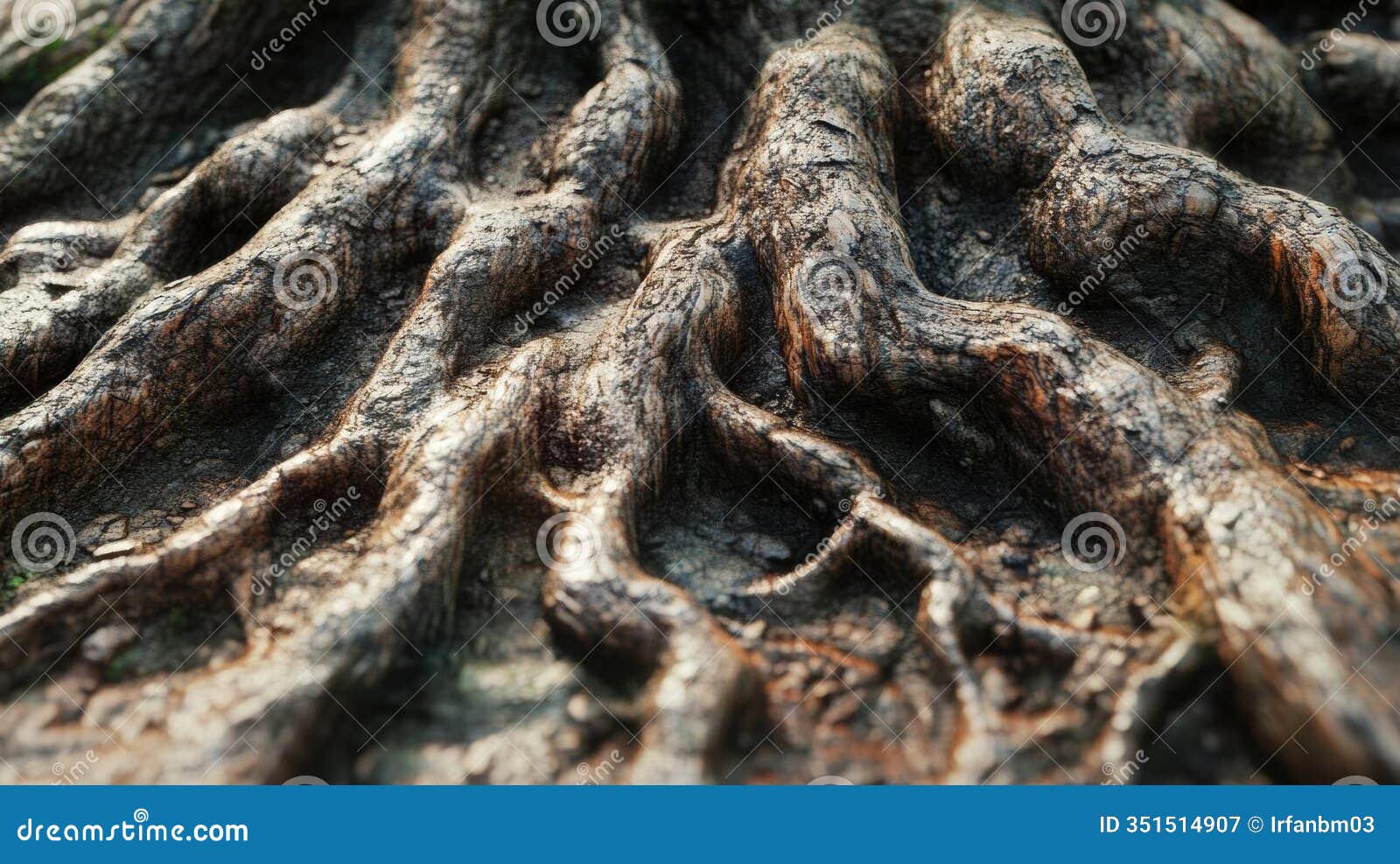 Large Tree Roots Spread Across Ground with Intertwined Roots, Growth ...