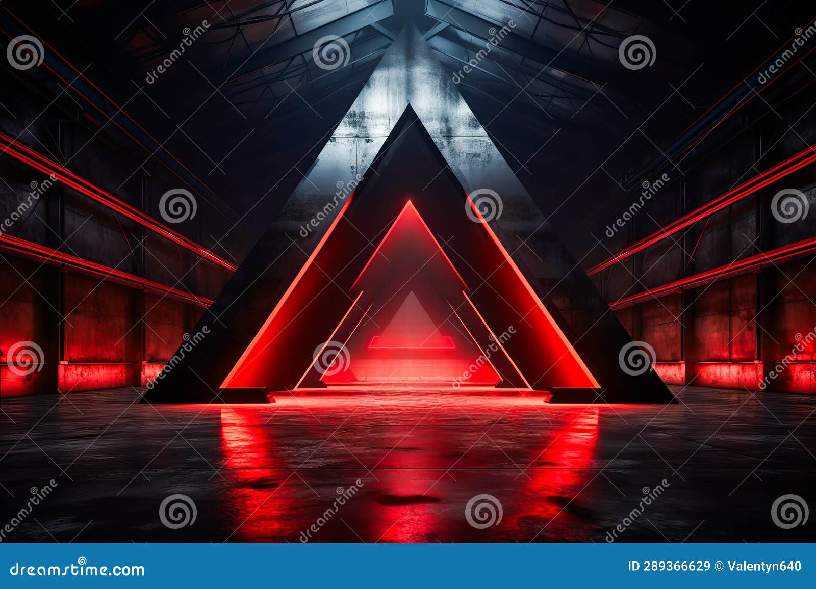 Large Triangle Shaped Structure with Red Lights in the Middle ...