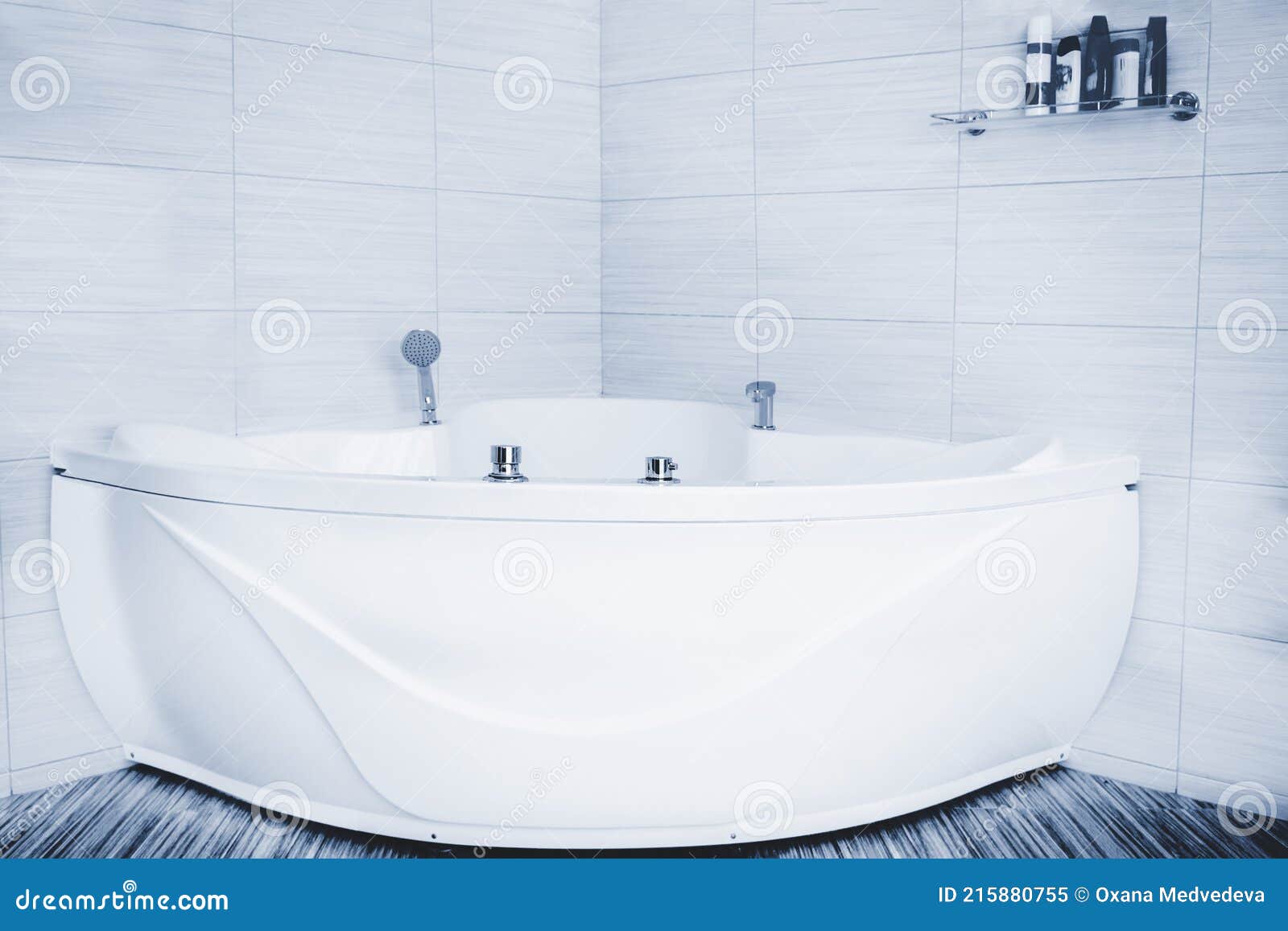 Large Triangular Bath in the House. Sanitary Device for Taking a Shower ...