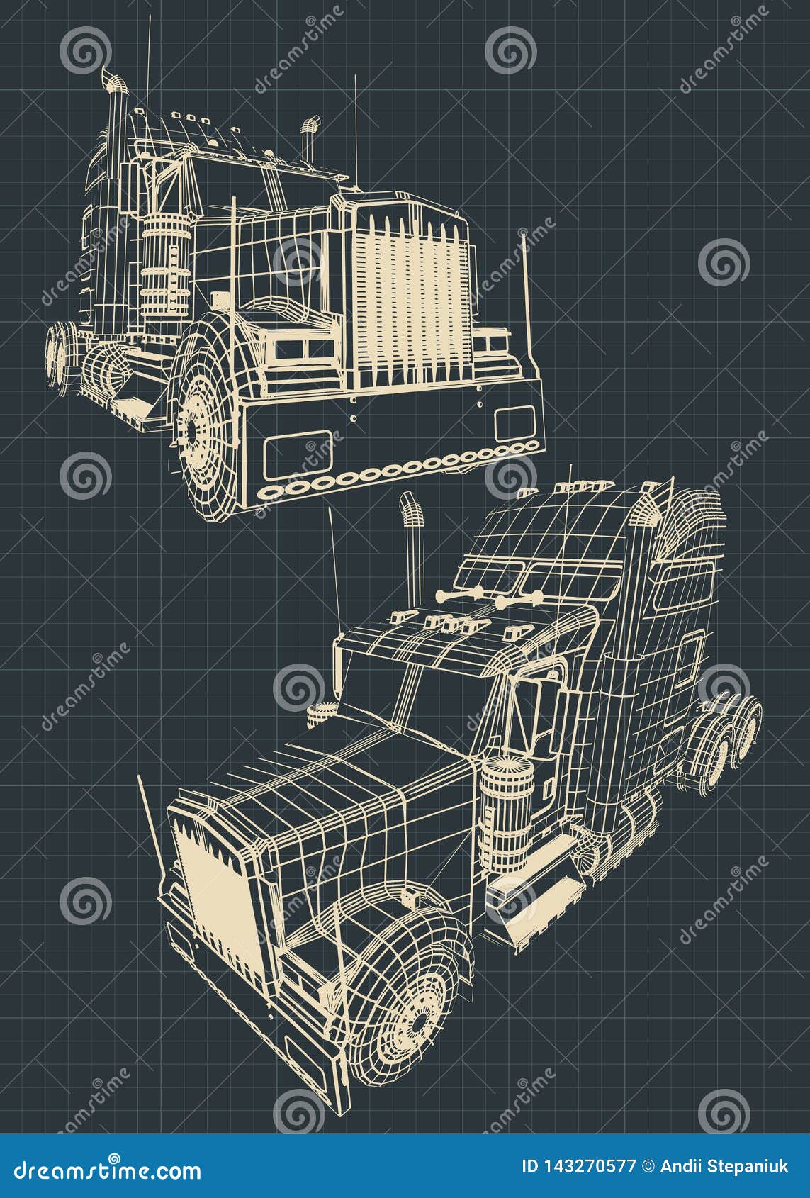 Large truck blueprints stock vector. Illustration of object - 143270577