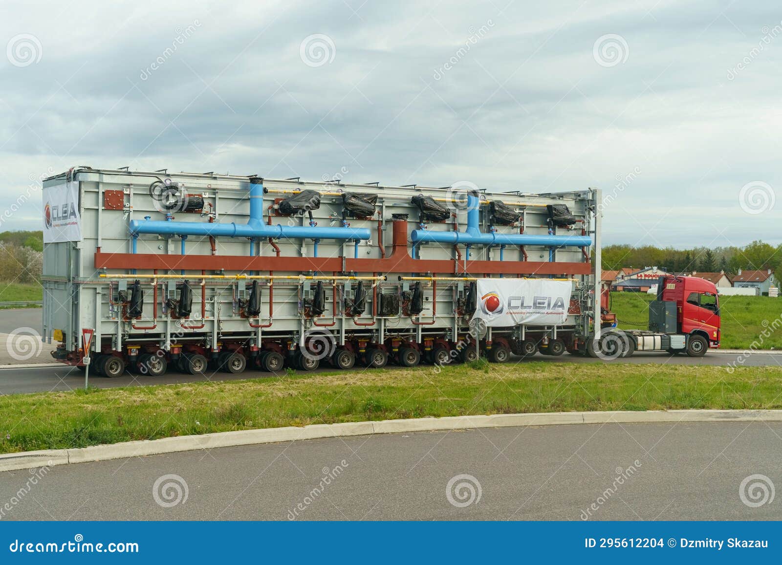 Large Truck Turning Across Road With Danger Lorries Turning Sign ...