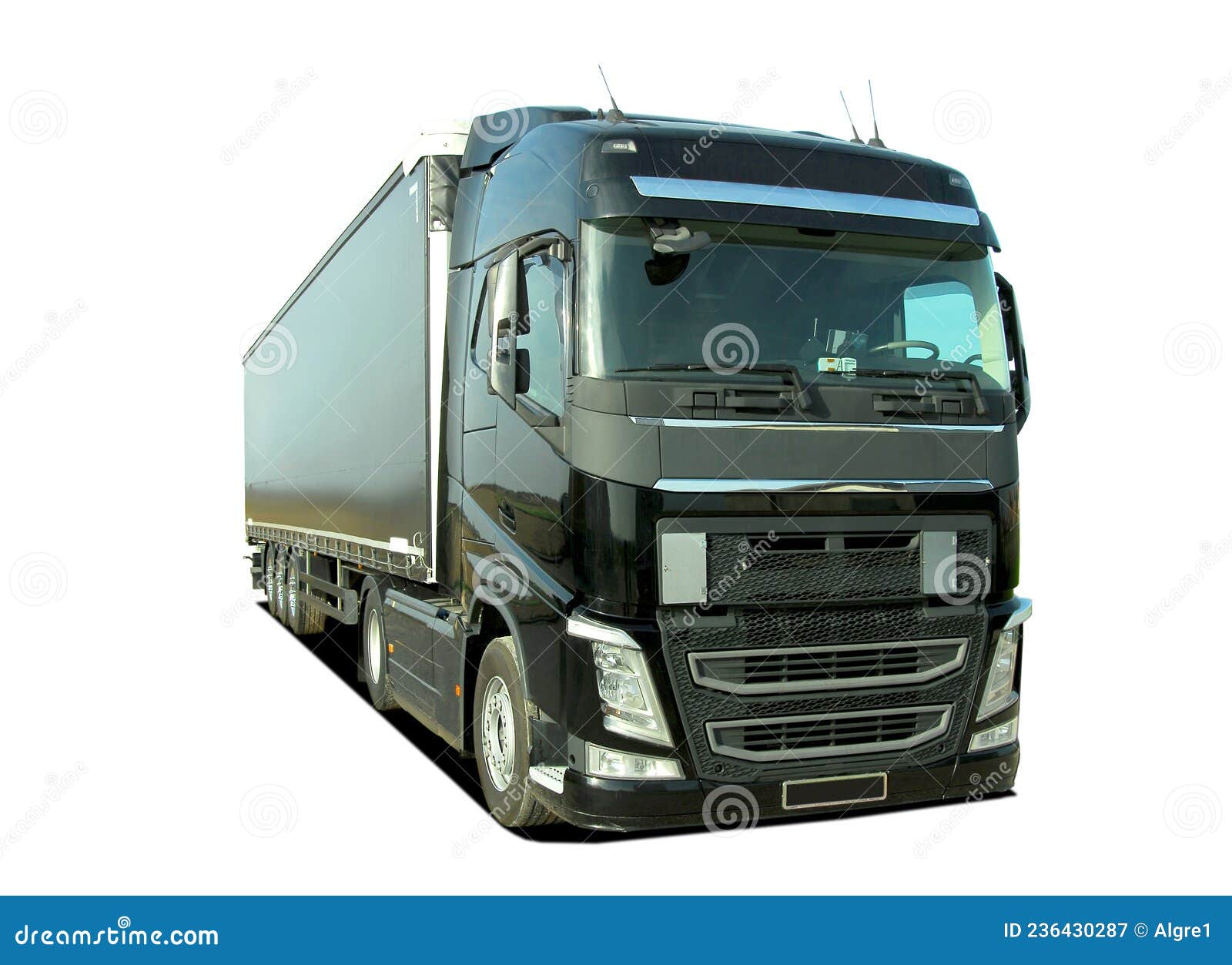 Large Truck with Semi-trailer, Front View Stock Image - Image of ...