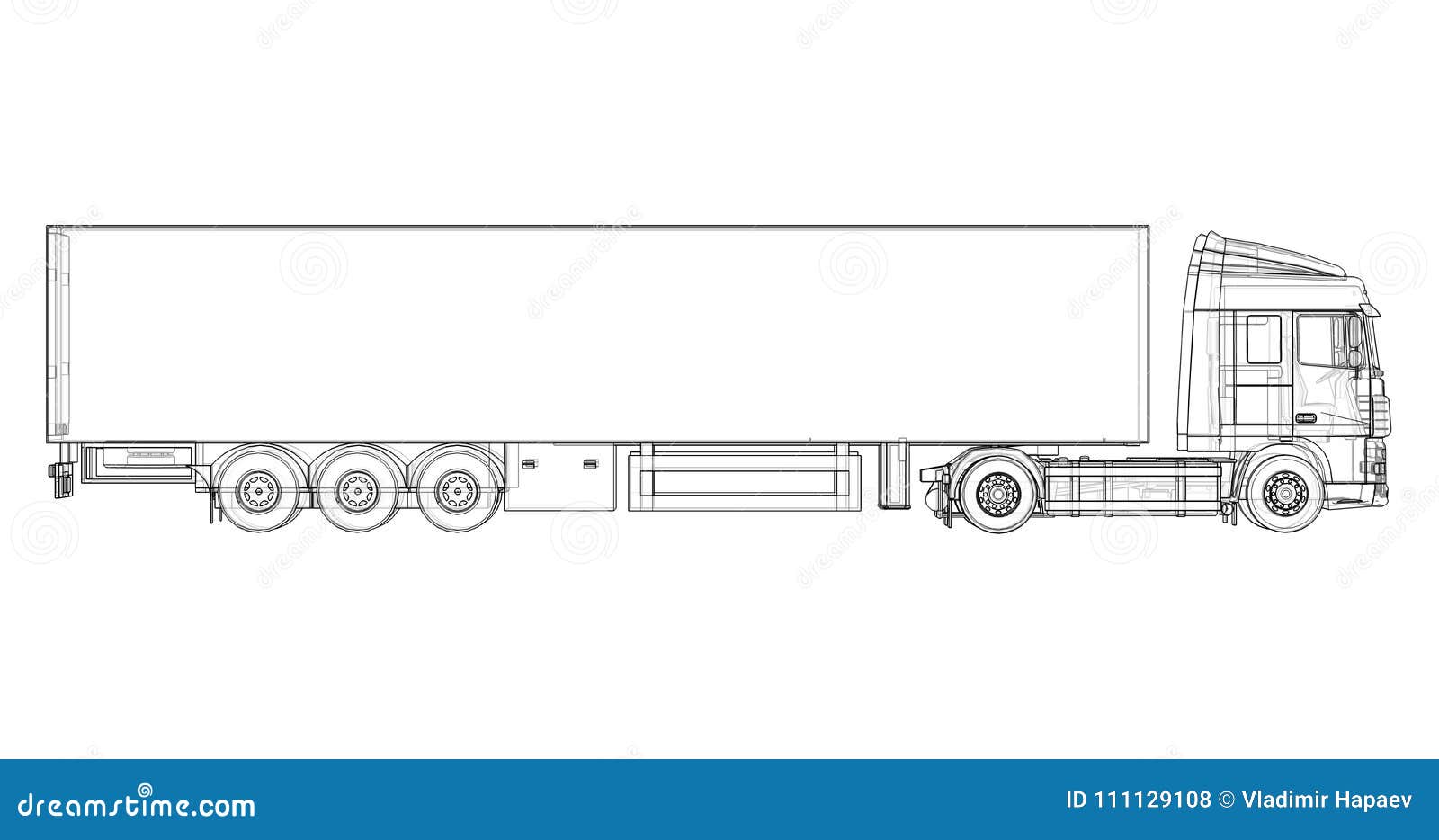 Large Truck with a Semitrailer. Template for Placing Graphics. 3d ...