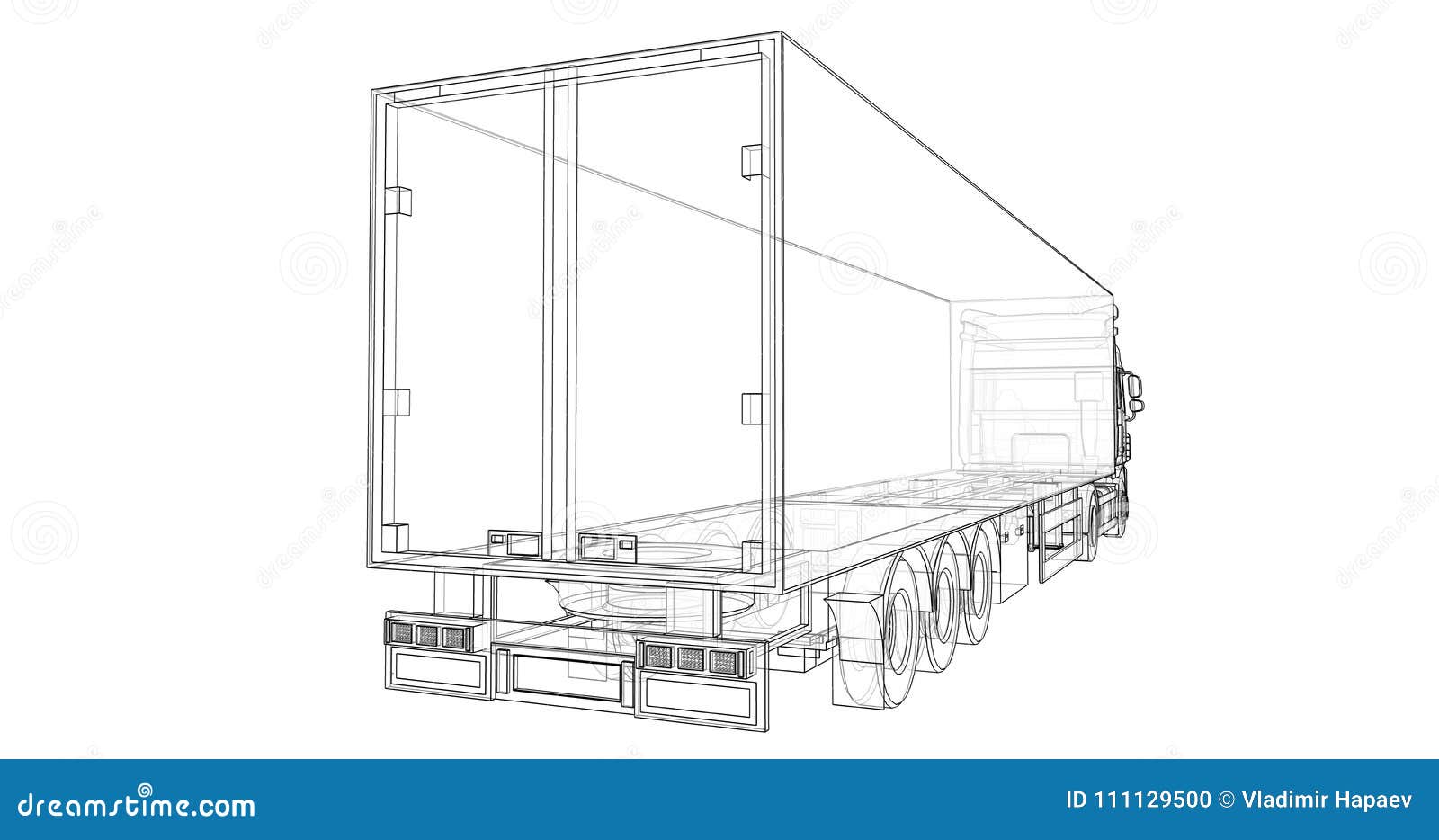 Large Truck with a Semitrailer. Template for Placing Graphics. 3d ...
